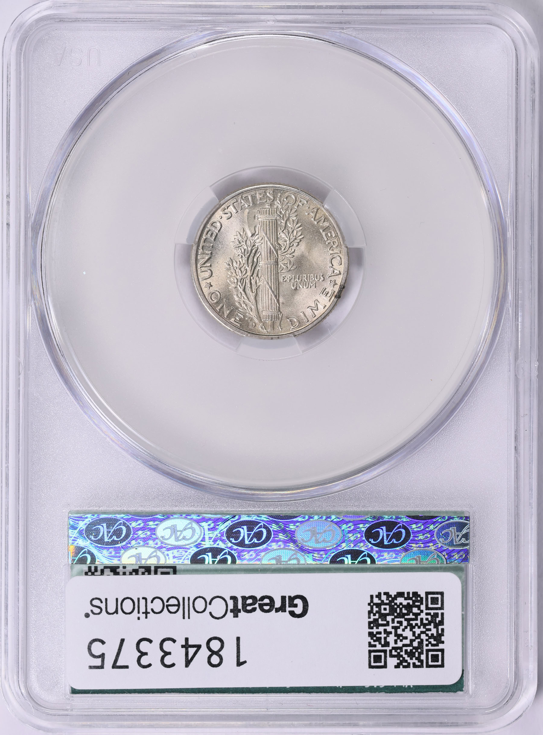 1944-D Mercury Dime CACG MS-65 FB (Item 1843375) | GreatCollections Coin Auctions
