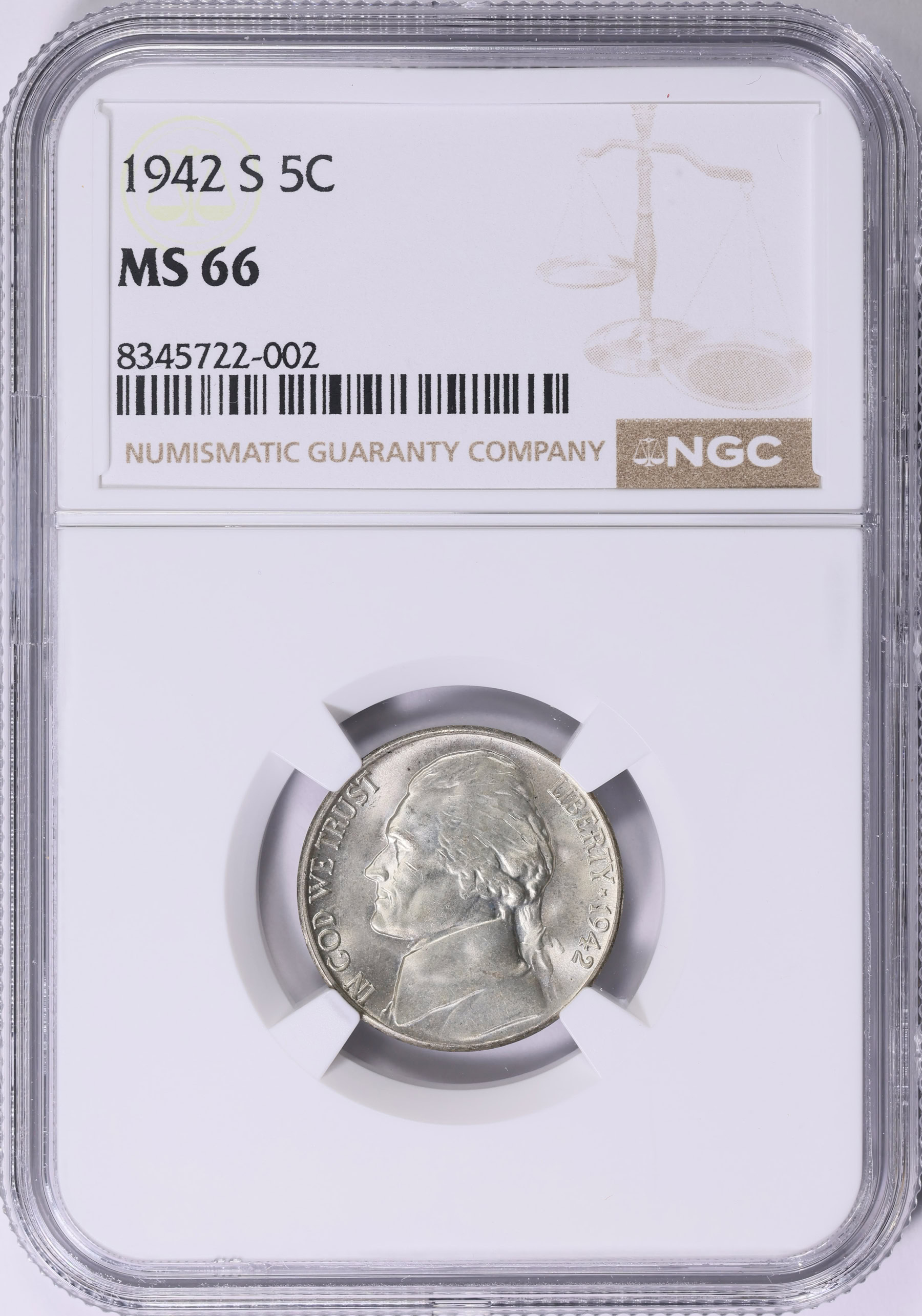 1942-S Jefferson Nickel NGC MS-66 (Item 1843387) | GreatCollections Coin Auctions