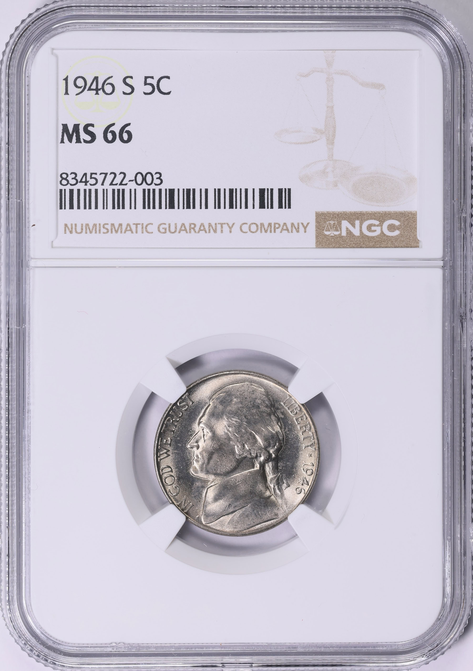 1946-S Jefferson Nickel NGC MS-66 (Item 1843388) | GreatCollections Coin Auctions