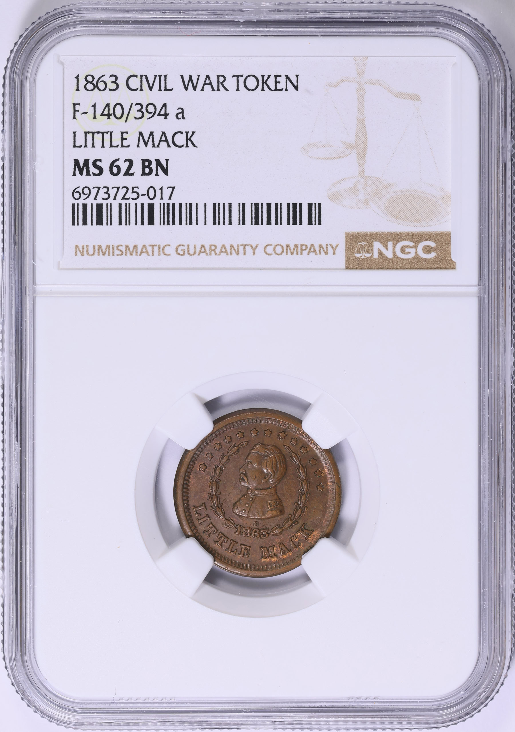 1863 Little Mack Civil War Token F-140/394a NGC MS-62 BN (Item 1843515 ...