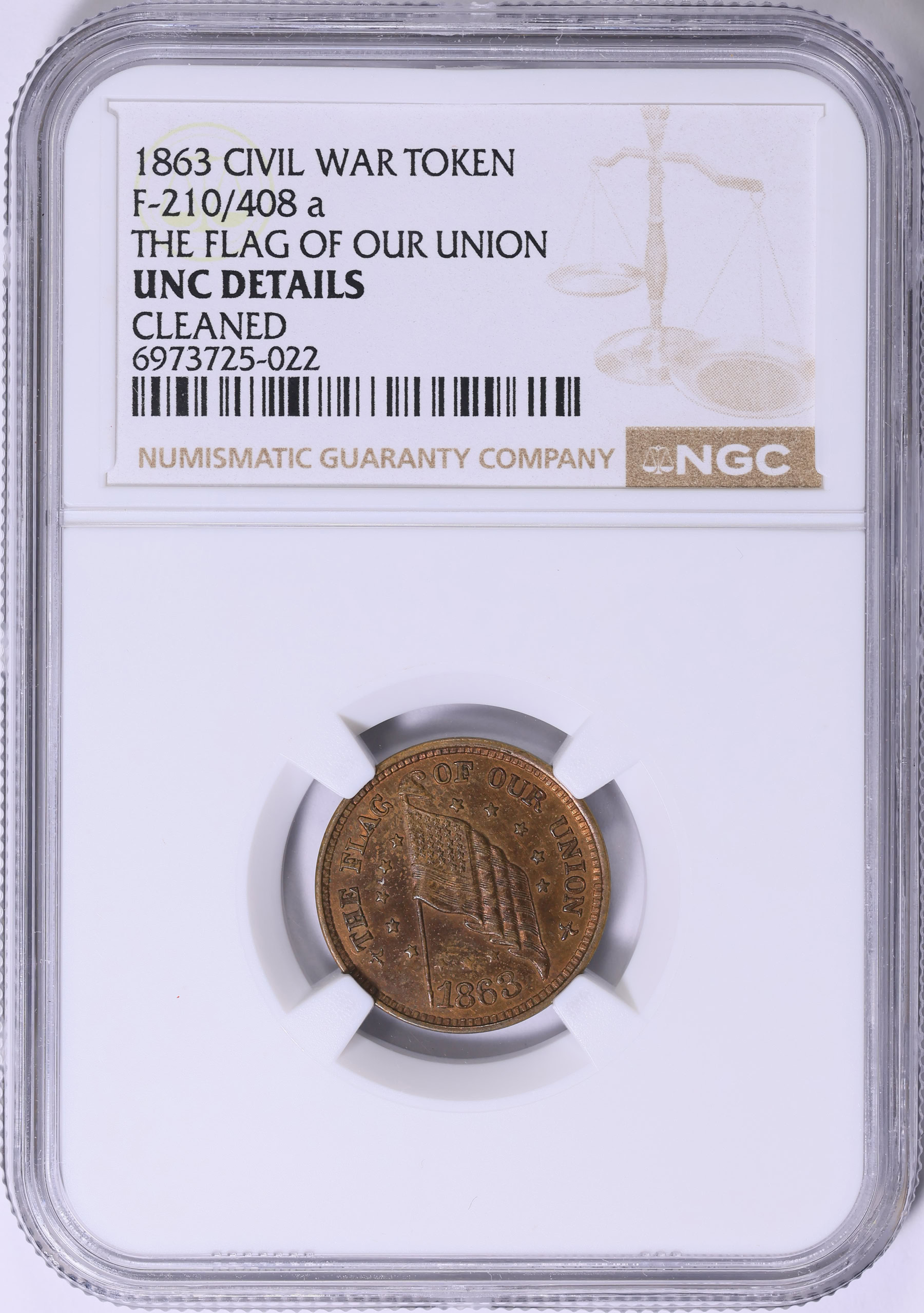 1863 The Flag of Our Union Civil War Token F-210/408a NGC Unc Details ...
