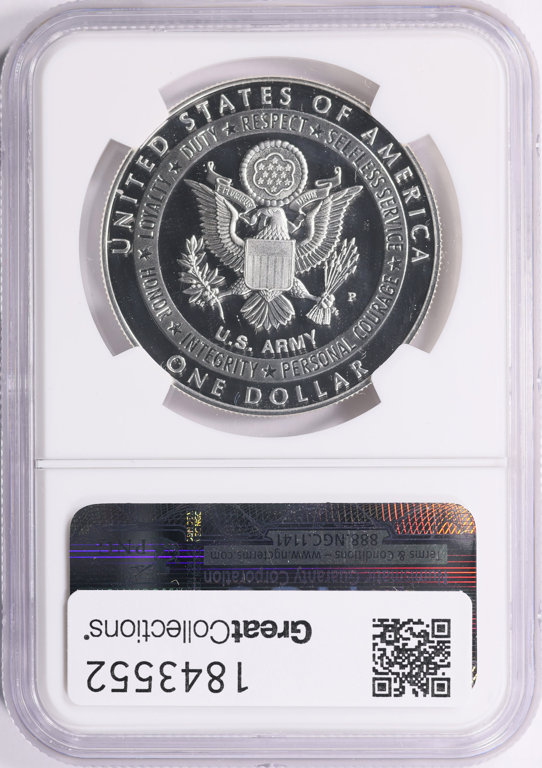2011-P United States Army Silver Dollar NGC Proof-70 UC (Item 1843552 ...