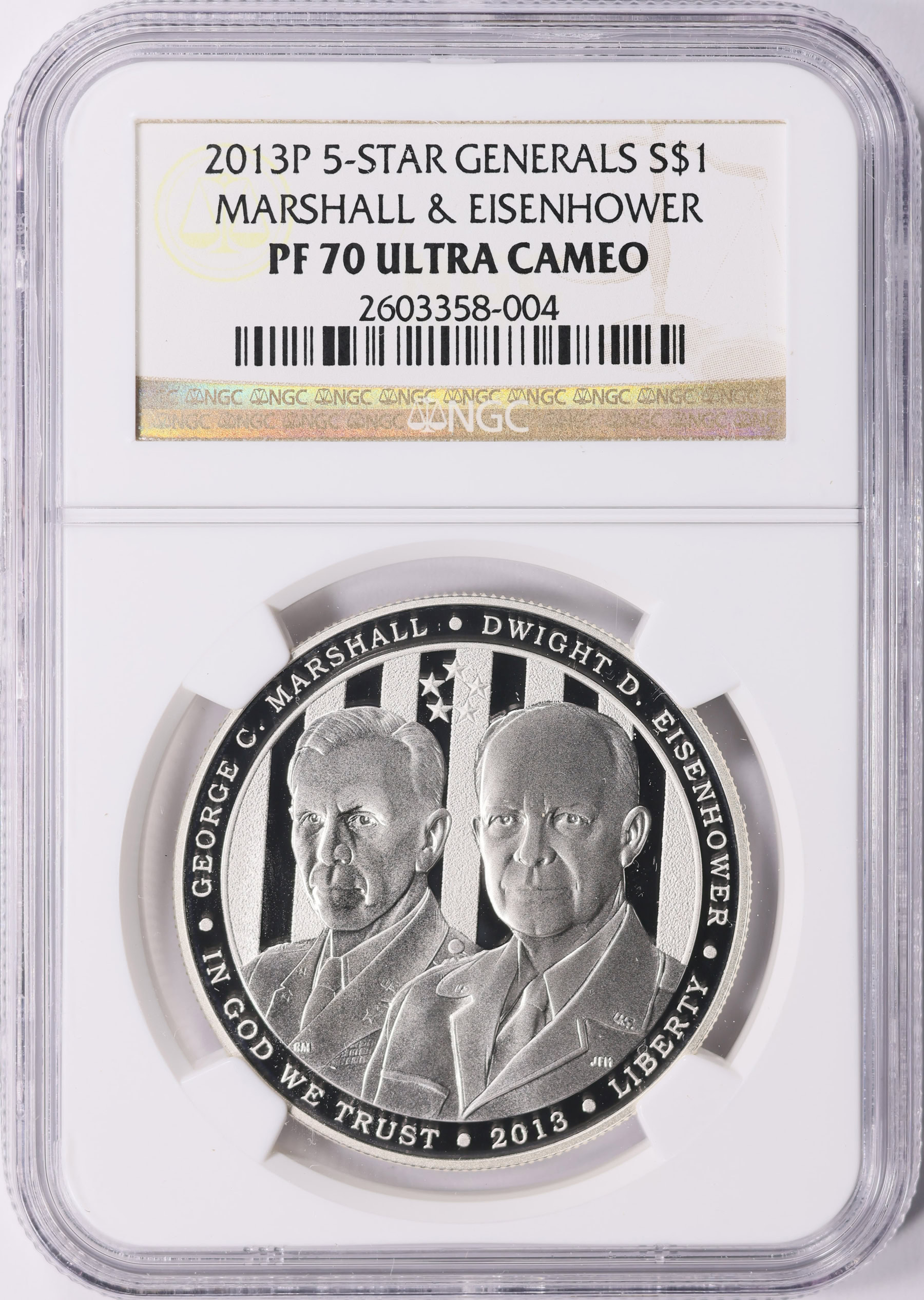 2013-P 5 Star Generals Silver Dollar Marshall and Eisenhower NGC Proof ...