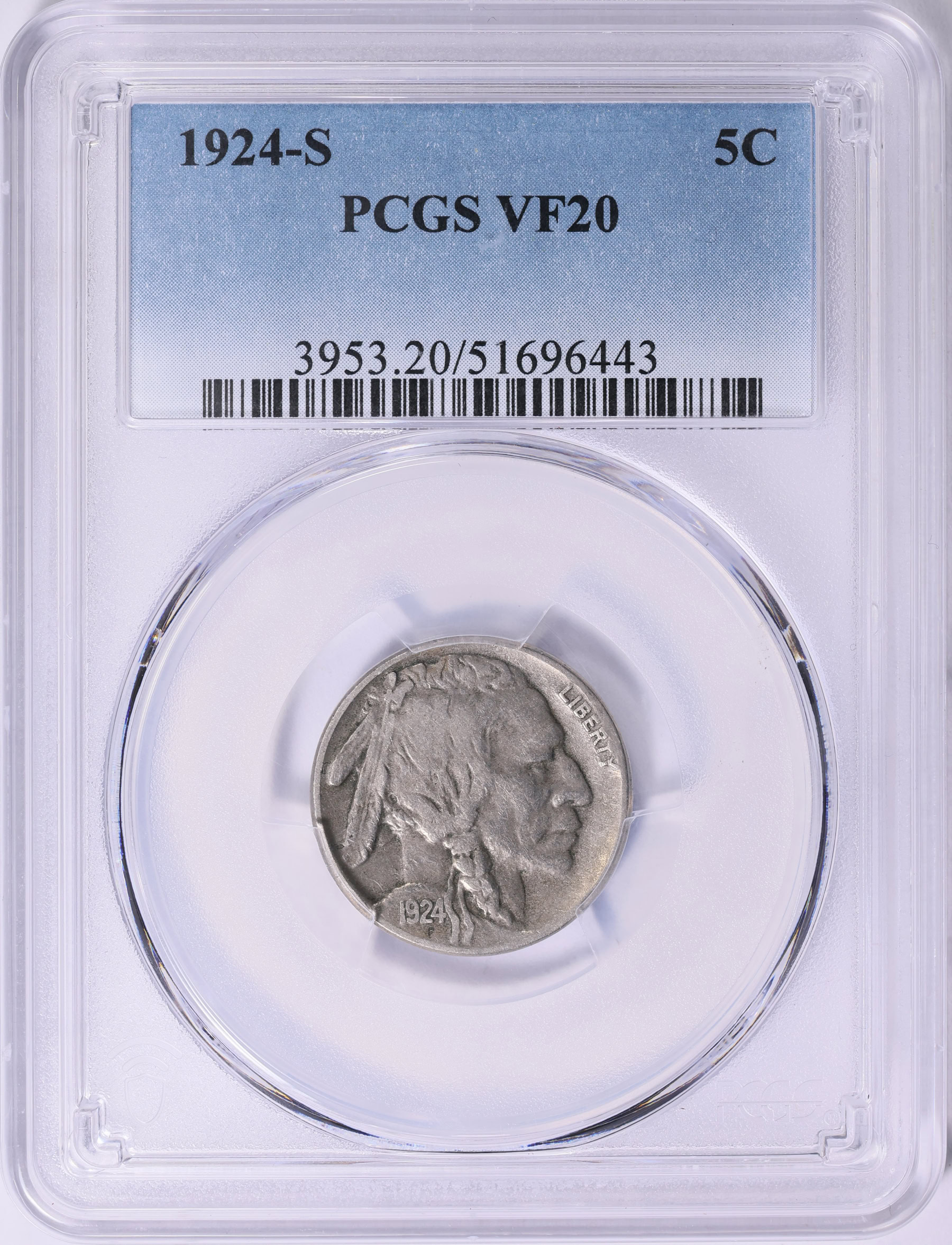 1924-S Buffalo Nickel PCGS VF-20 (Item 1843767) | GreatCollections Coin Auctions