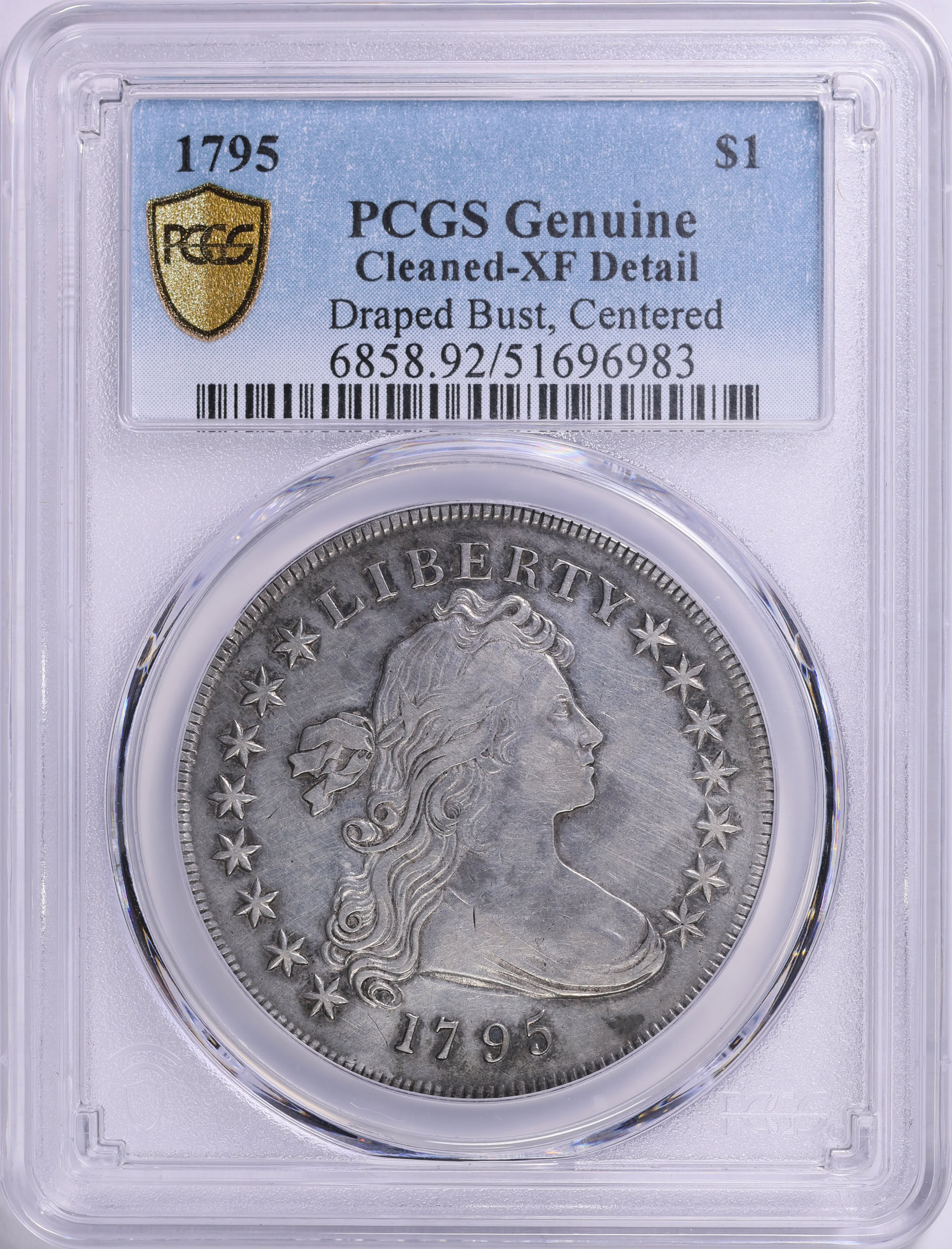 1795 Draped Bust Silver Dollar Centered Bust PCGS Genuine XF Details ...