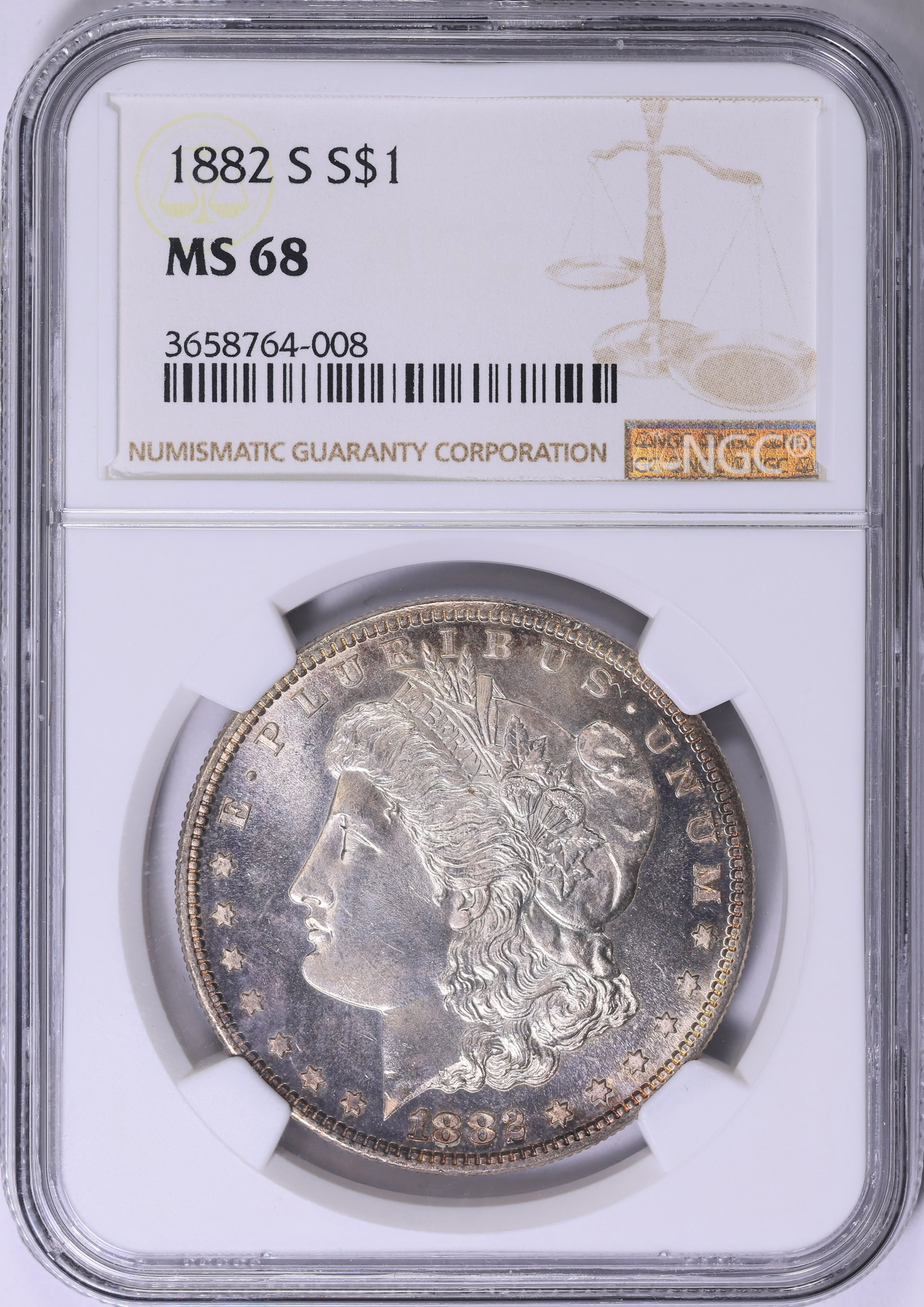 1882-S Morgan Silver Dollar NGC MS-68 (Toned) (Item 1843806) | GreatCollections Coin Auctions