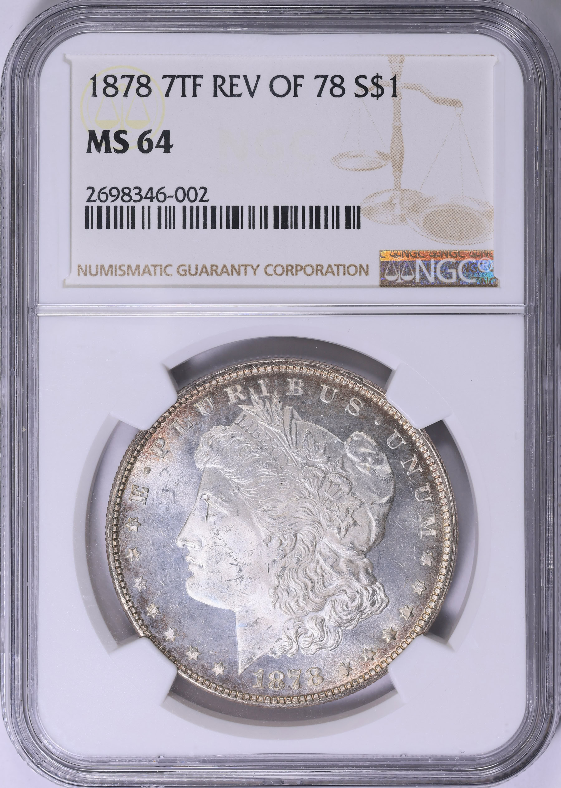 1878 Morgan Silver Dollar 7 Tailfeathers, Reverse of 1878 NGC MS-64 (Item 1843811 ...
