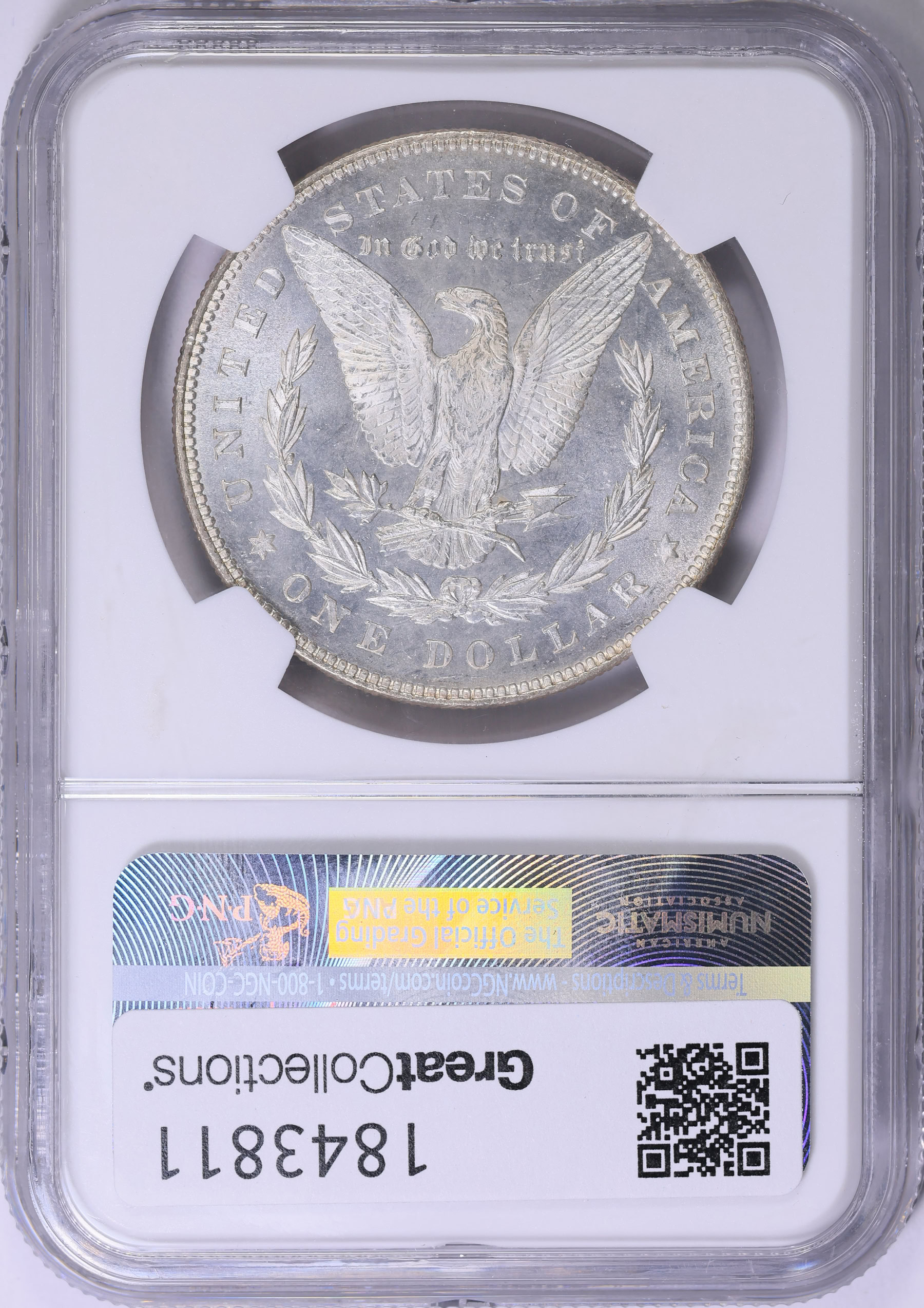 1878 Morgan Silver Dollar 7 Tailfeathers, Reverse of 1878 NGC MS-64 ...