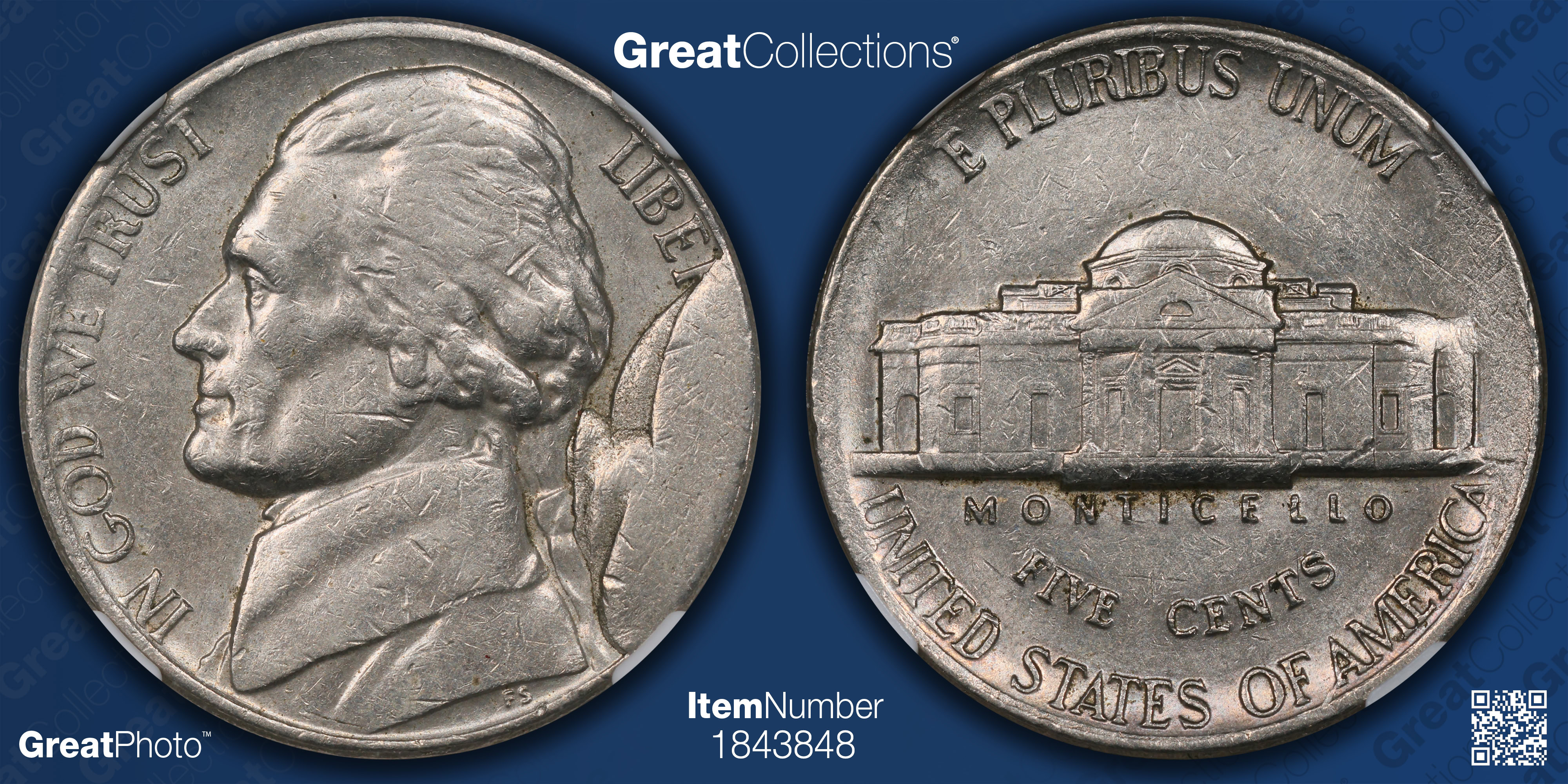 Mint Error No Date Jefferson Nickel Obverse Die Break NGC AU-58 | NGC ...