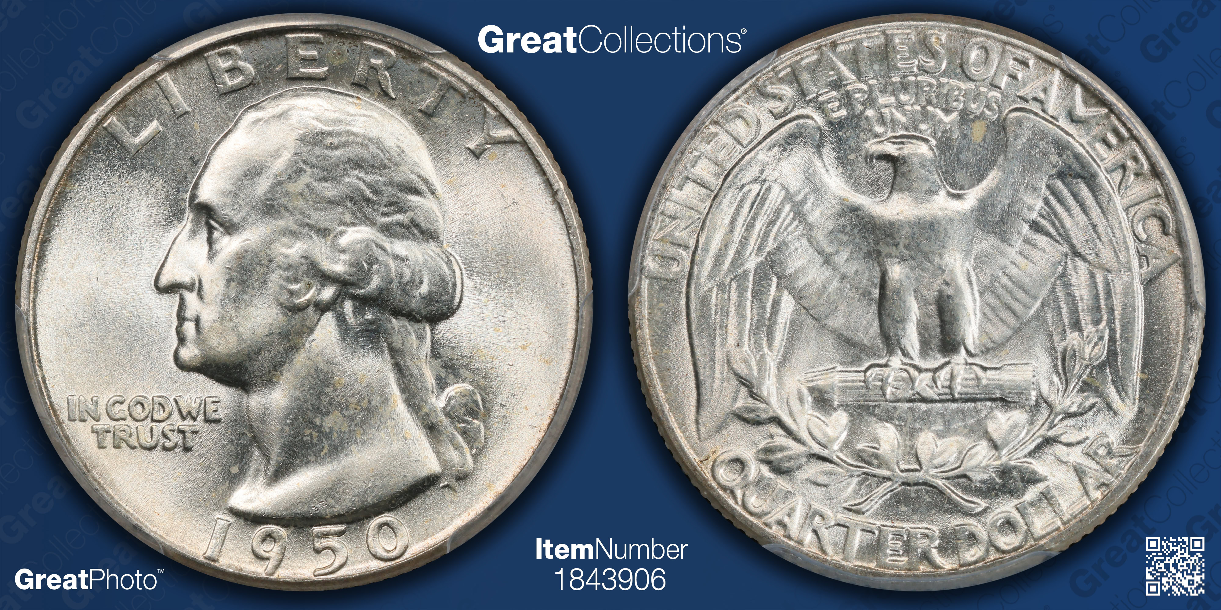 1950 Washington Quarter Doubled Die Reverse FS-801 (019) PCGS MS-65 ...