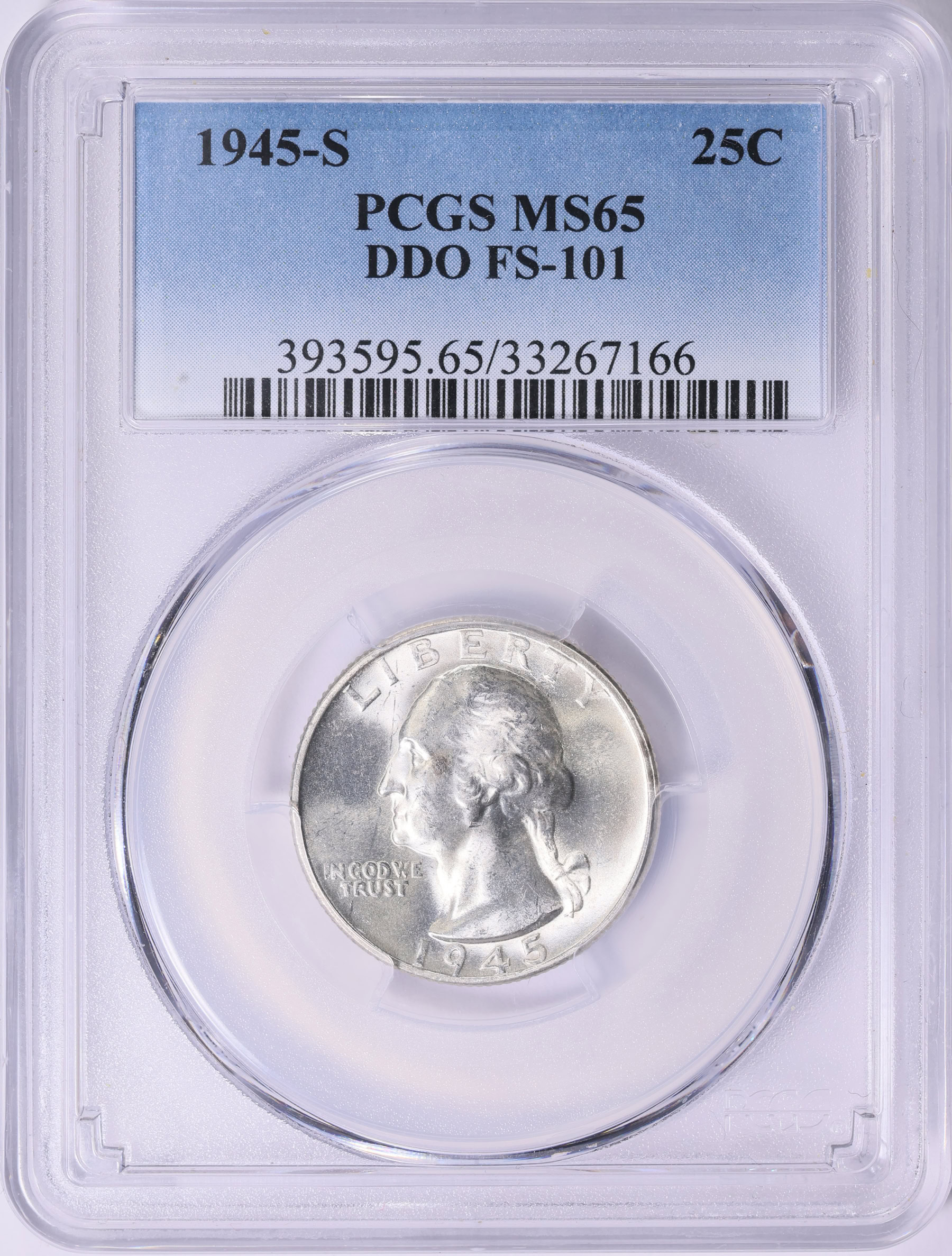 1945-S Washington Quarter Doubled Die Obverse FS-101 PCGS MS-65 (Item 1843953 ...