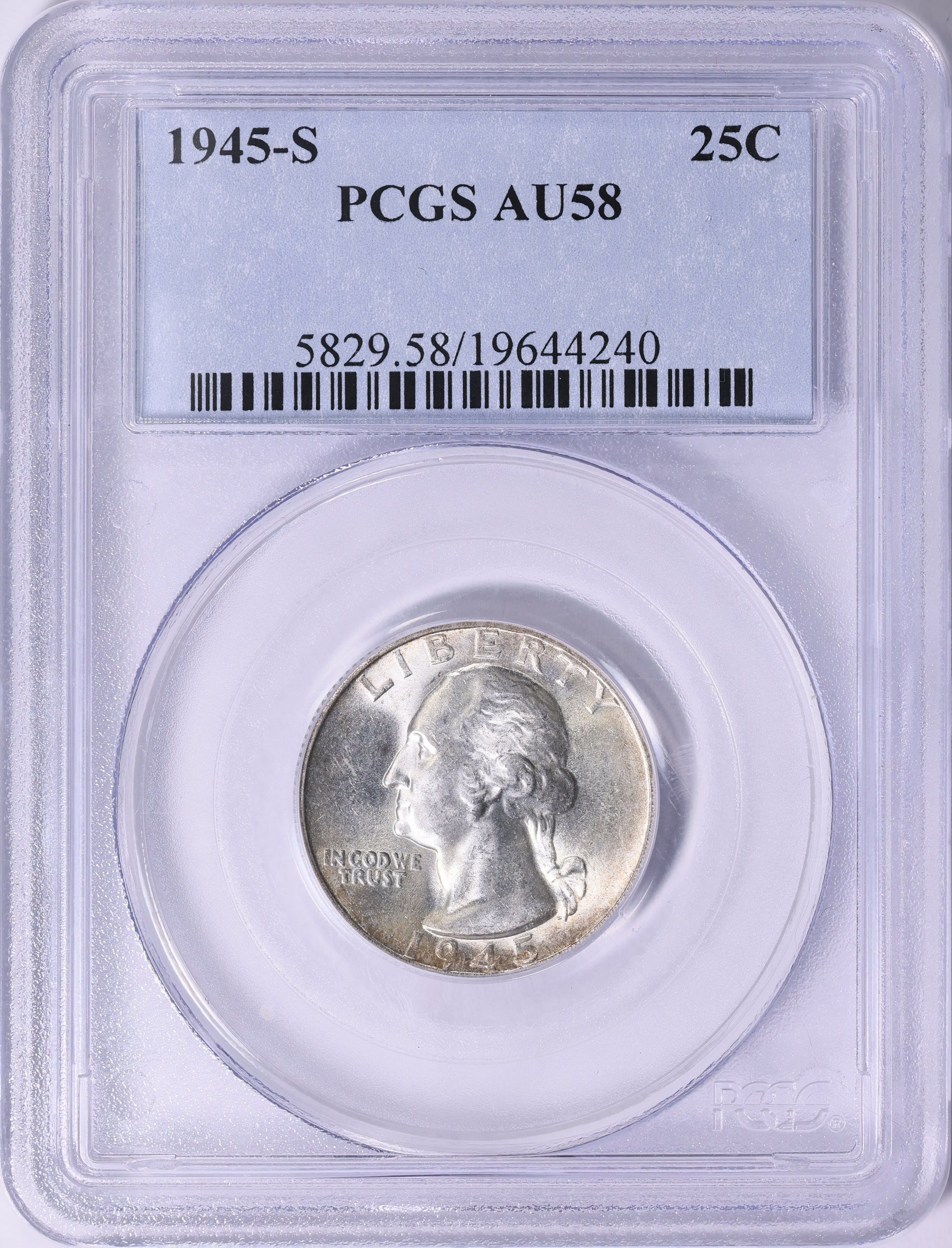 1945-S Washington Quarter PCGS AU-58 (Item 1843954) | GreatCollections Coin Auctions