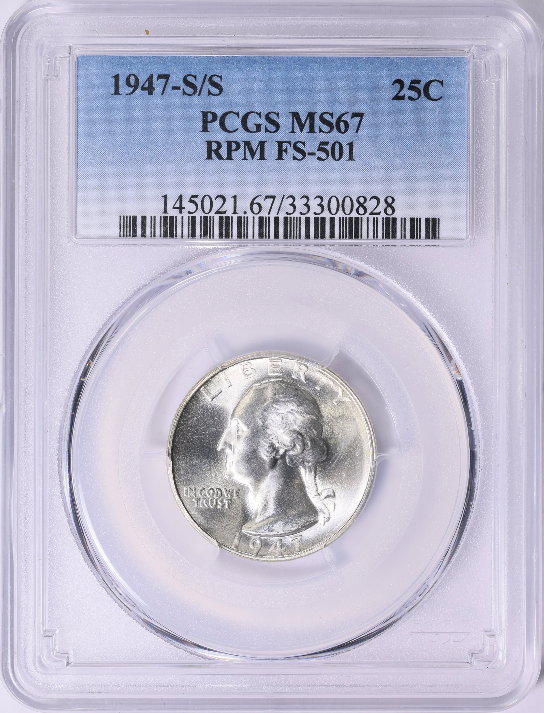 1947-S/S Washington Quarter Repunched Mintmark FS-501 PCGS MS-67 (Item 1843962 ...