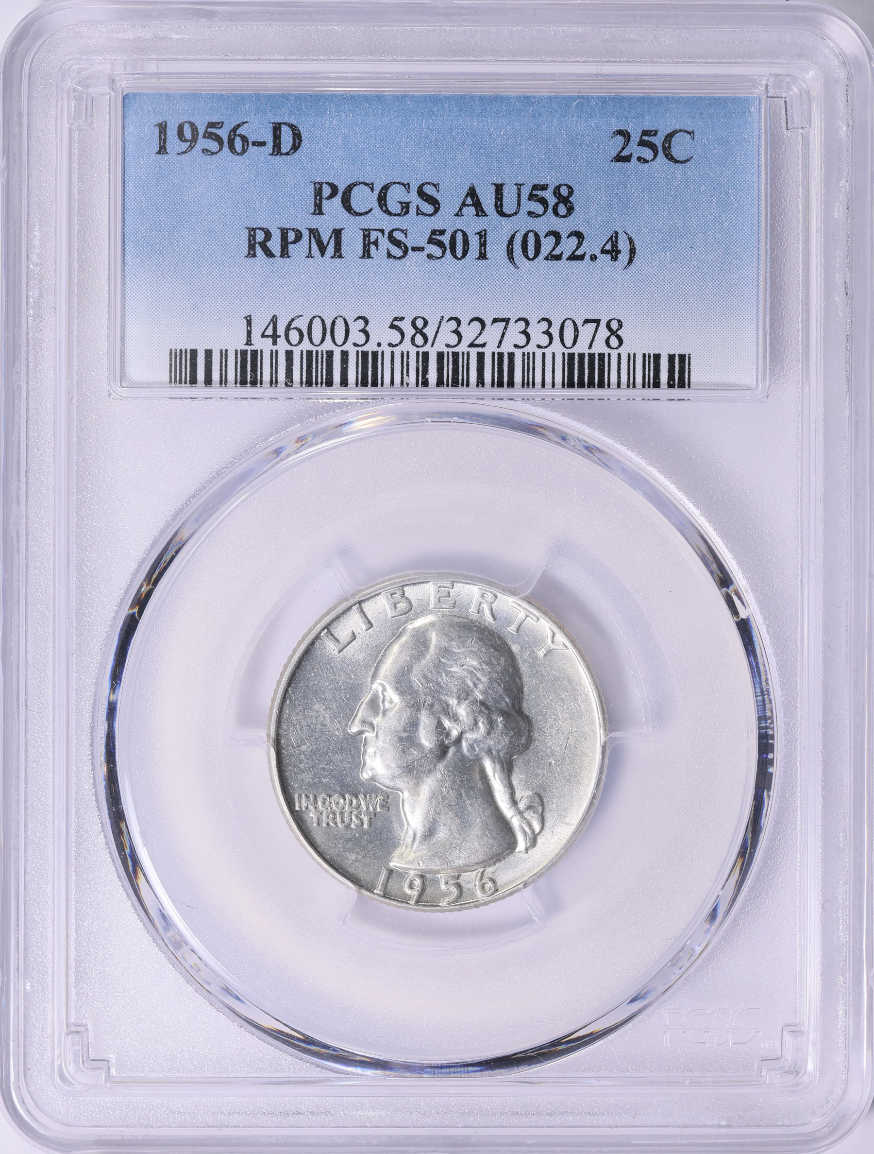 1956-D Washington Quarter Repunched Mintmark FS-501 (022.4) PCGS AU-58 (Item 1843972 ...
