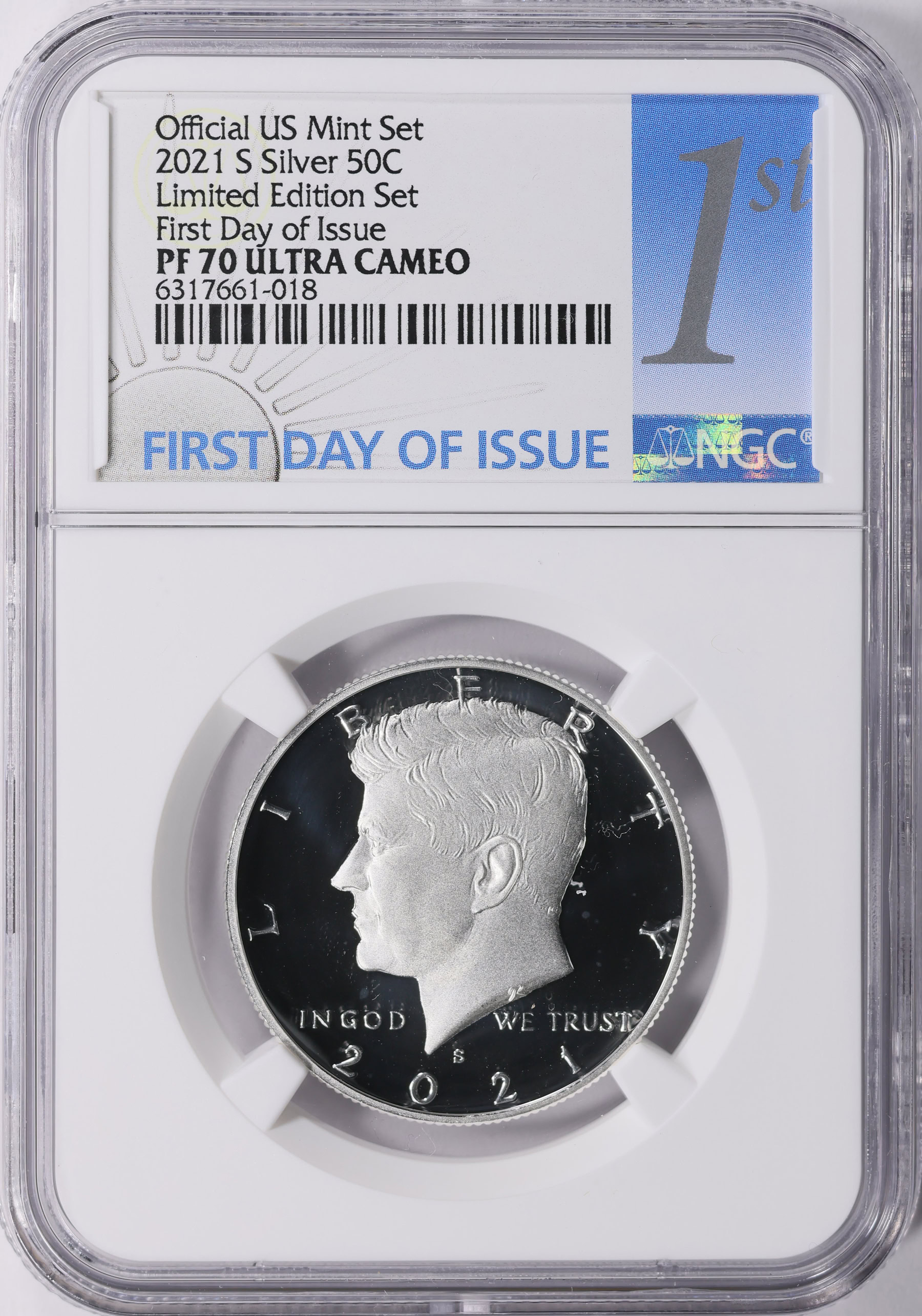 2021-S Kennedy Half Dollar Silver From the Limited Edition Proof Set First Day of Issue NGC ...