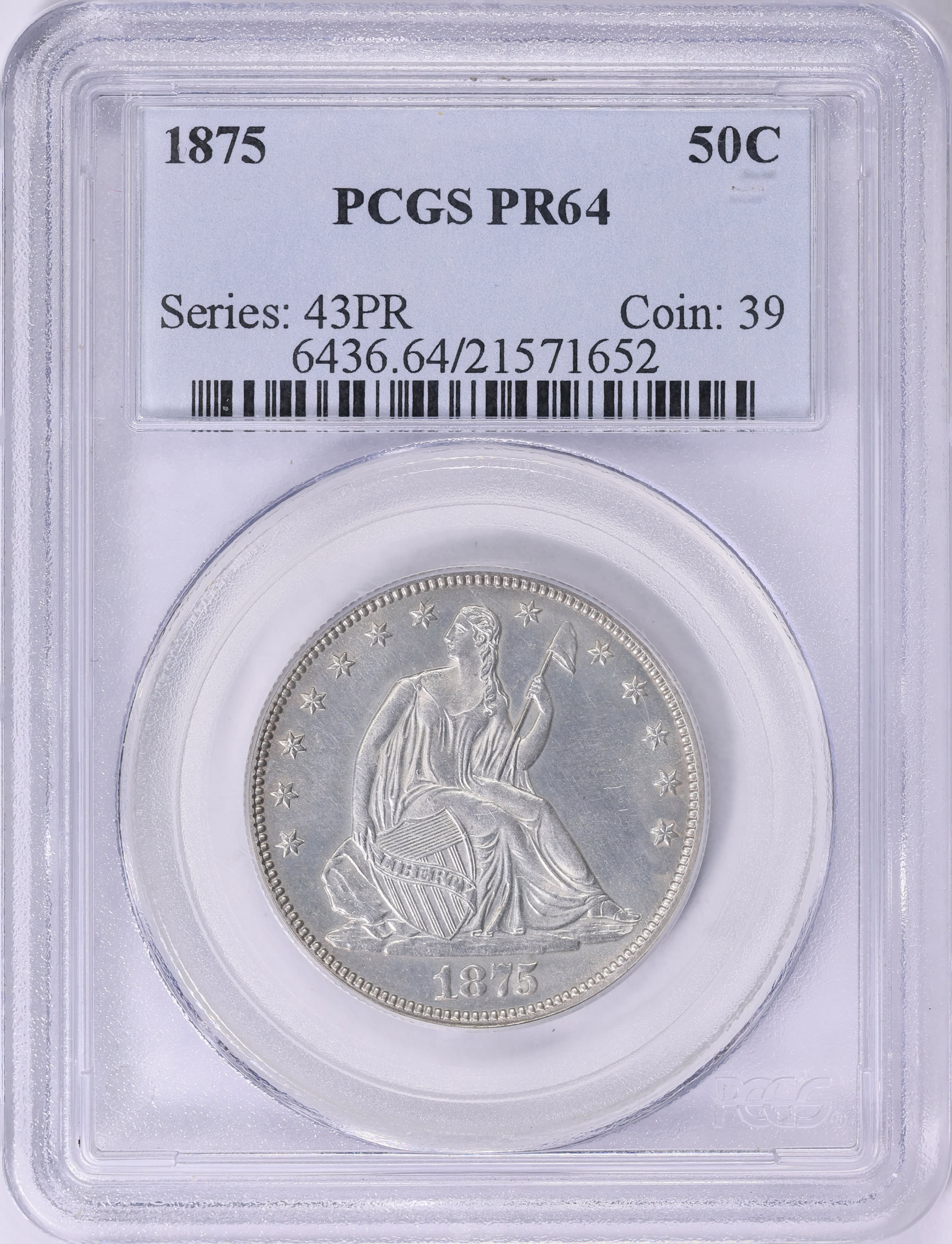 1875 Seated Liberty Half Dollar PCGS Proof-64 (Item 1844103) | GreatCollections Coin Auctions