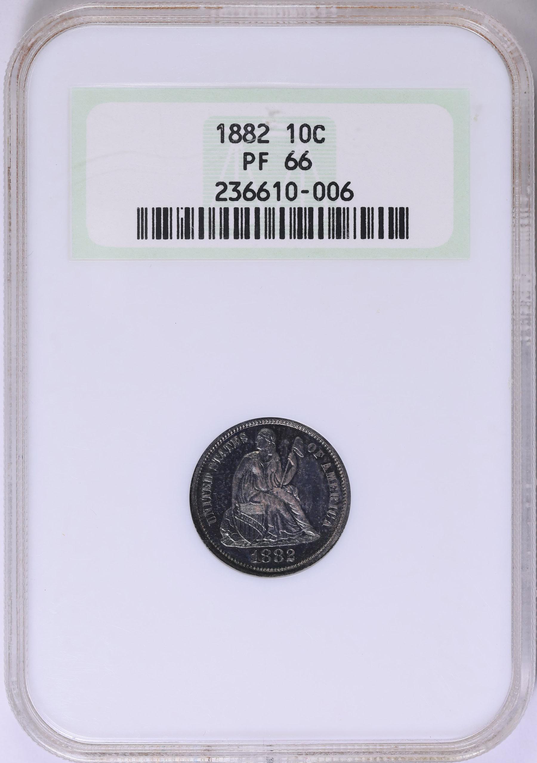1882 Seated Liberty Dime NGC Proof-66 OH (Toned) (Item 1844115) | GreatCollections Coin Auctions