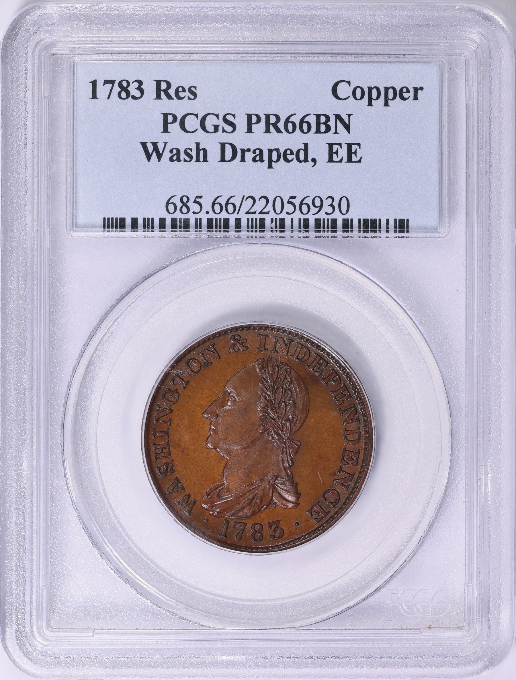 1783 Res Washington Copper Draped, EE PCGS Proof-66 BN (Item 1844153 ...