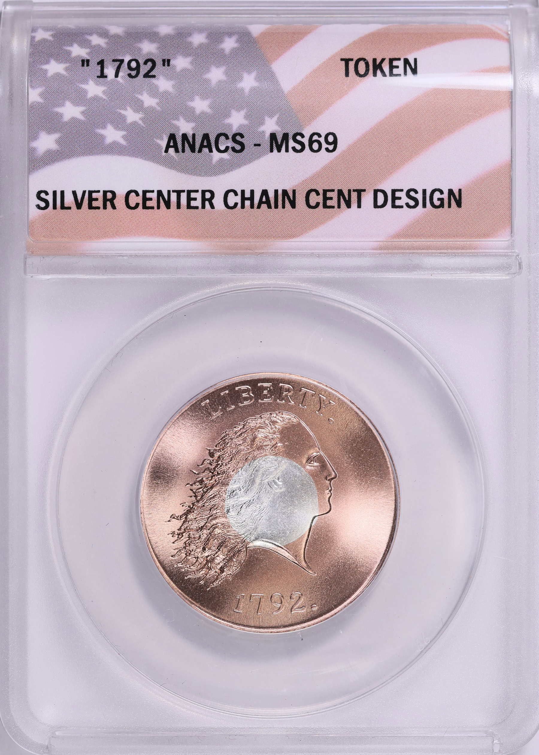 "1792" Silver Center Chain Cent Design Token ANACS MS-69 | ANACS Cert ...