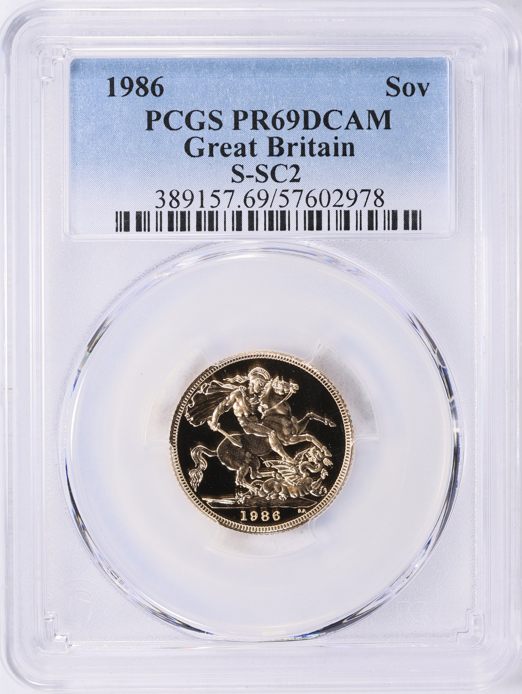 Great Britain 1986 Gold Sovereign St. George KM-943 PCGS Proof-69 DCAM ...