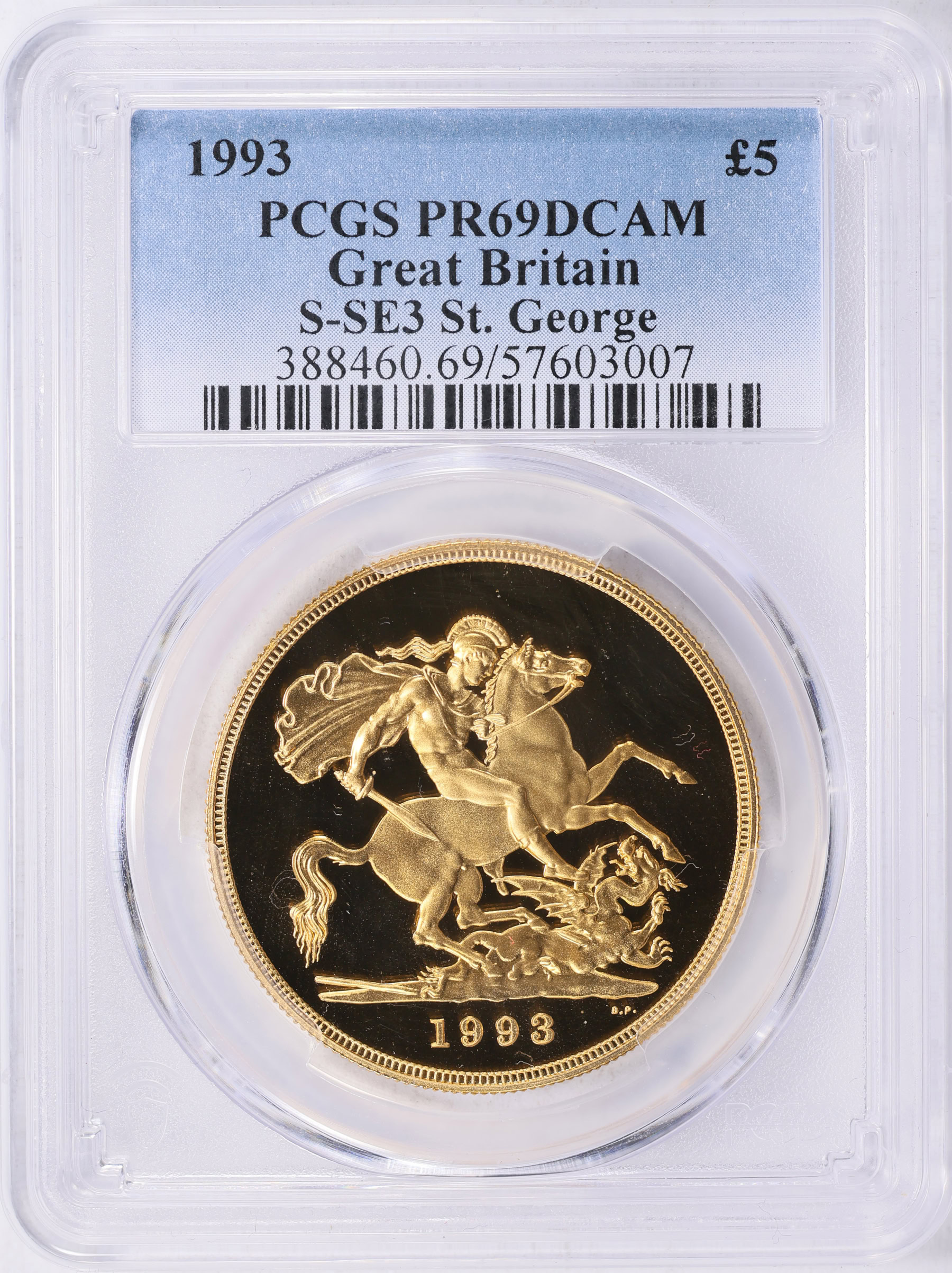 Great Britain 1993 Gold 5 Pounds Sovereign PCGS Proof-69 DCAM (AGW = 1. ...