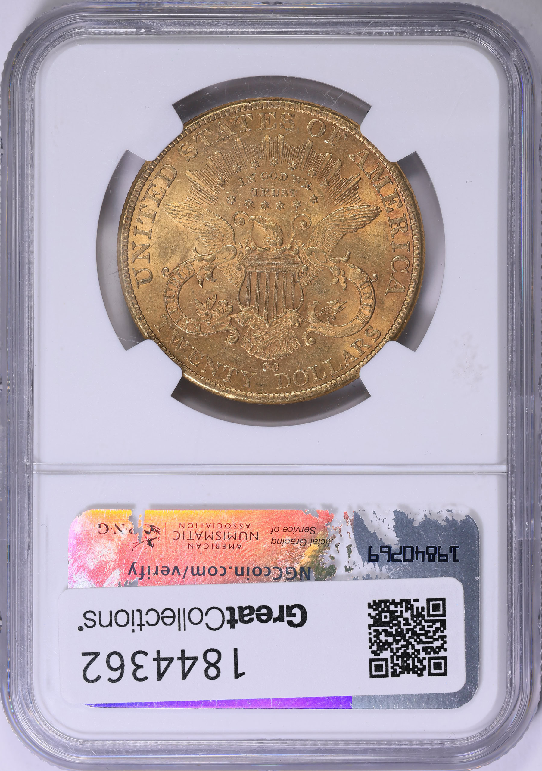 1892-CC Liberty Gold Double Eagle NGC AU-58 (CAC Green) (Item 1844362) | GreatCollections Coin ...