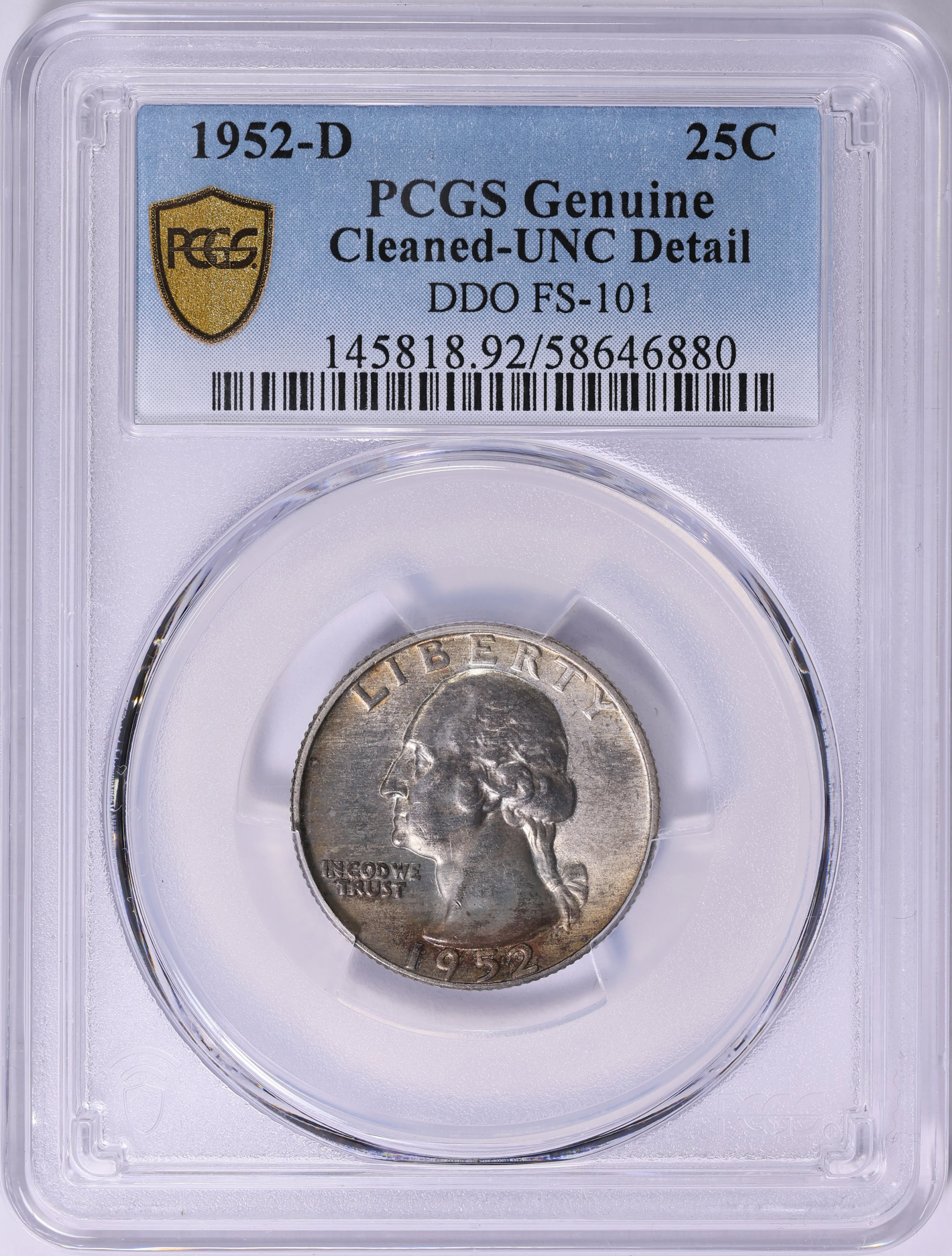 1952-D Washington Quarter Doubled Die Obverse FS-101 PCGS Genuine Unc Details (Item 1844377 ...