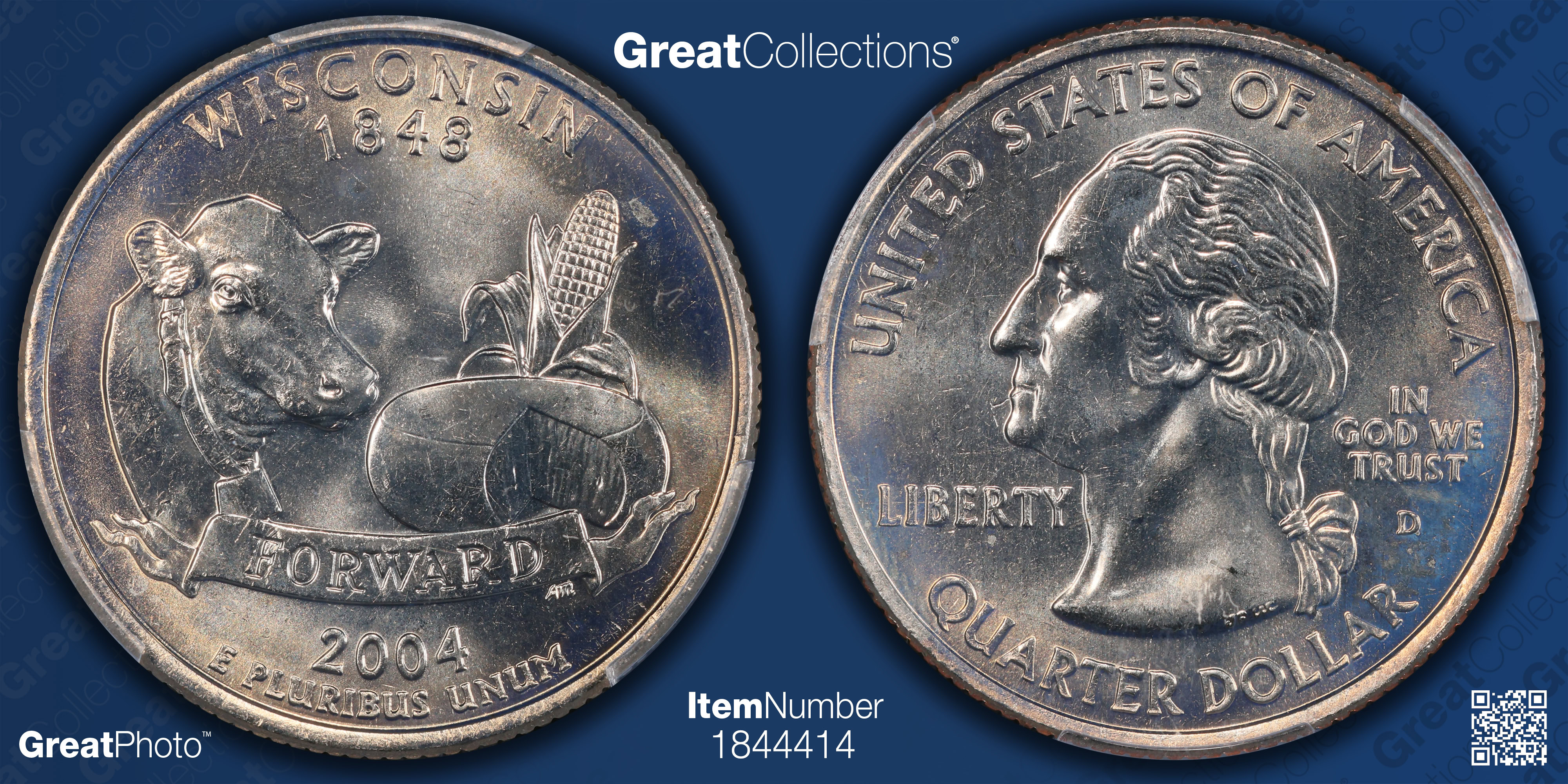 2004-D State Quarter Wisconsin Extra Leaf Low FS-5902 PCGS MS-65 (Item ...