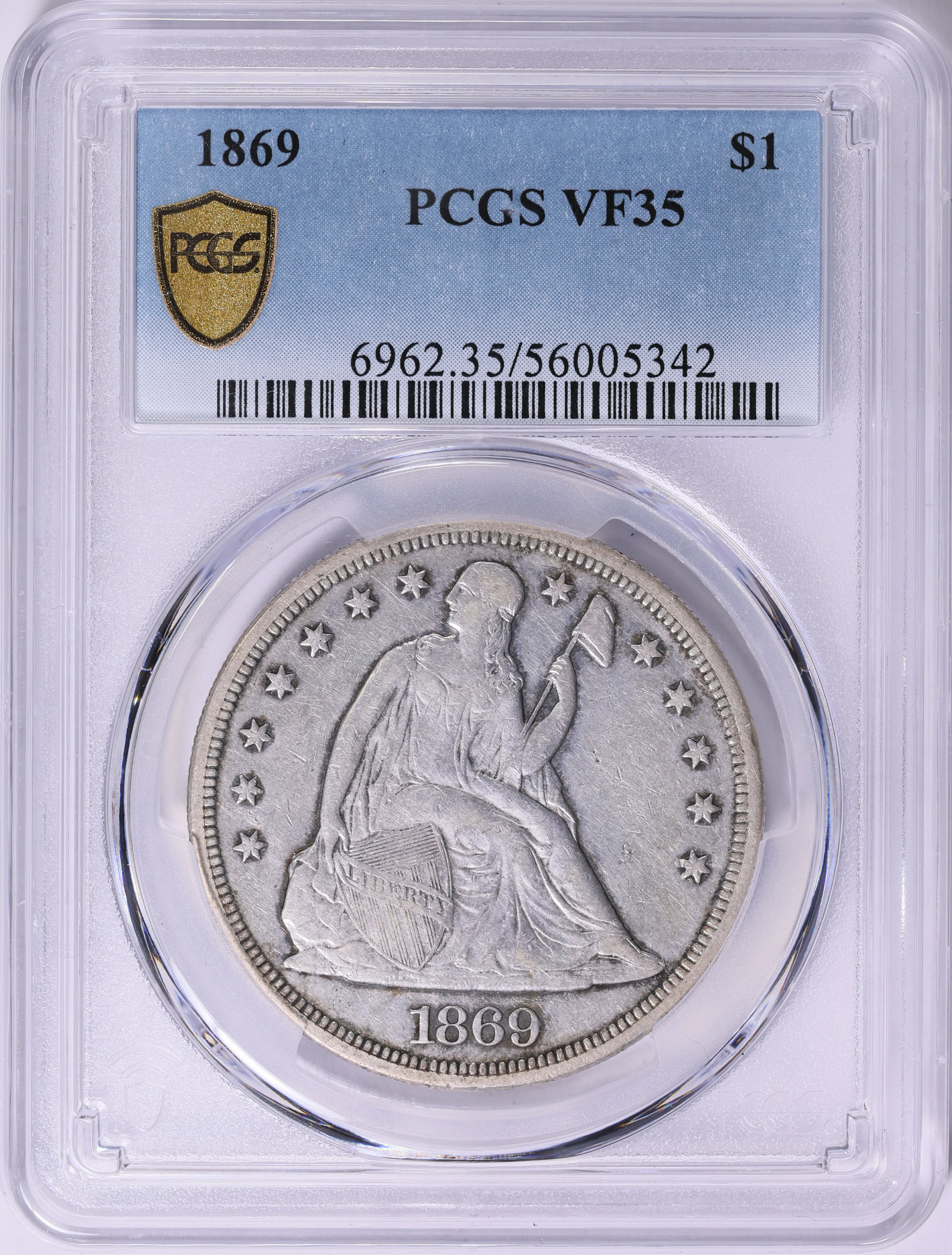 1869 Seated Liberty Silver Dollar PCGS VF-35 (Item 1844425) | GreatCollections Coin Auctions