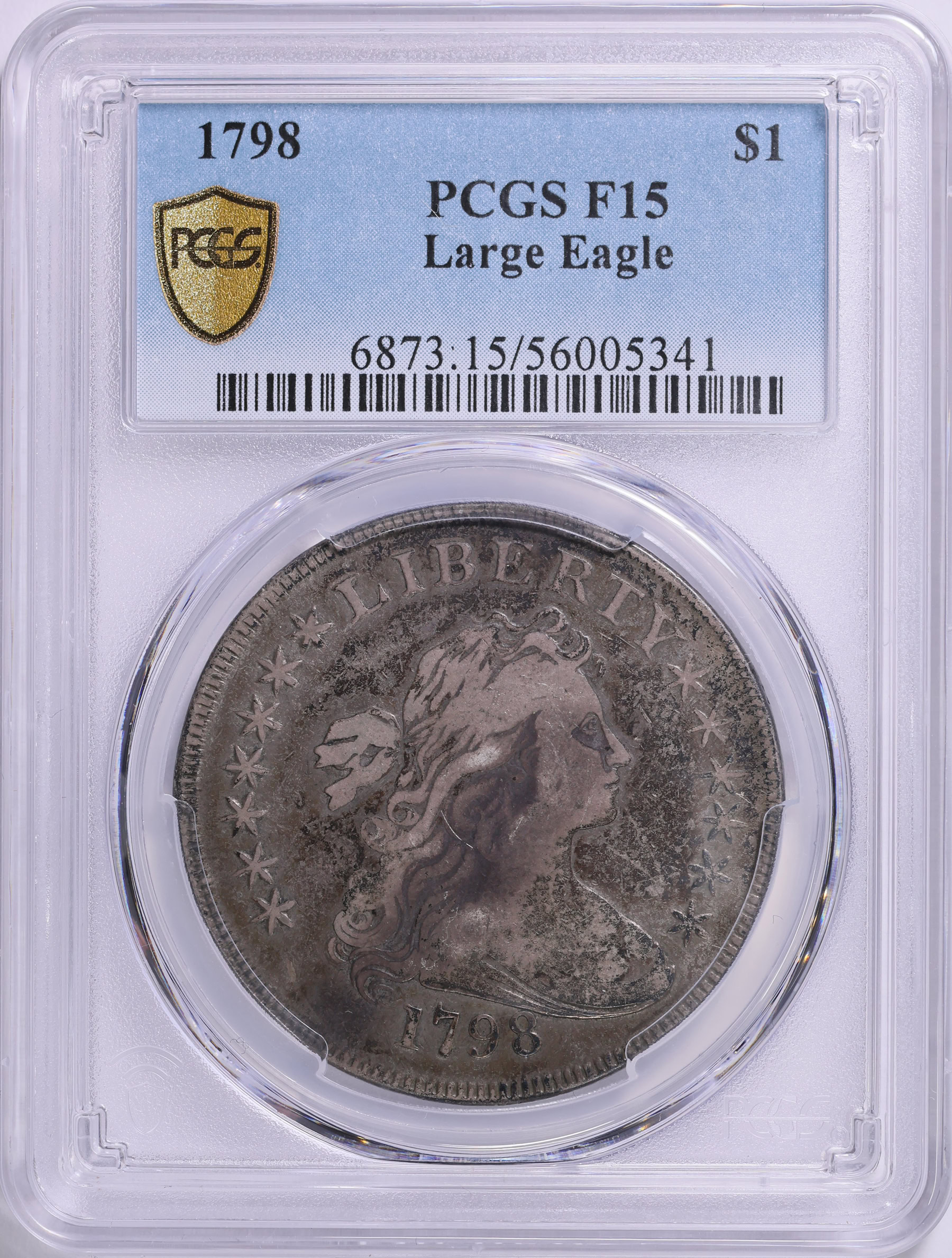 1798 Draped Bust Silver Dollar Large Eagle PCGS F-15 (Item 1844426) | GreatCollections Coin Auctions