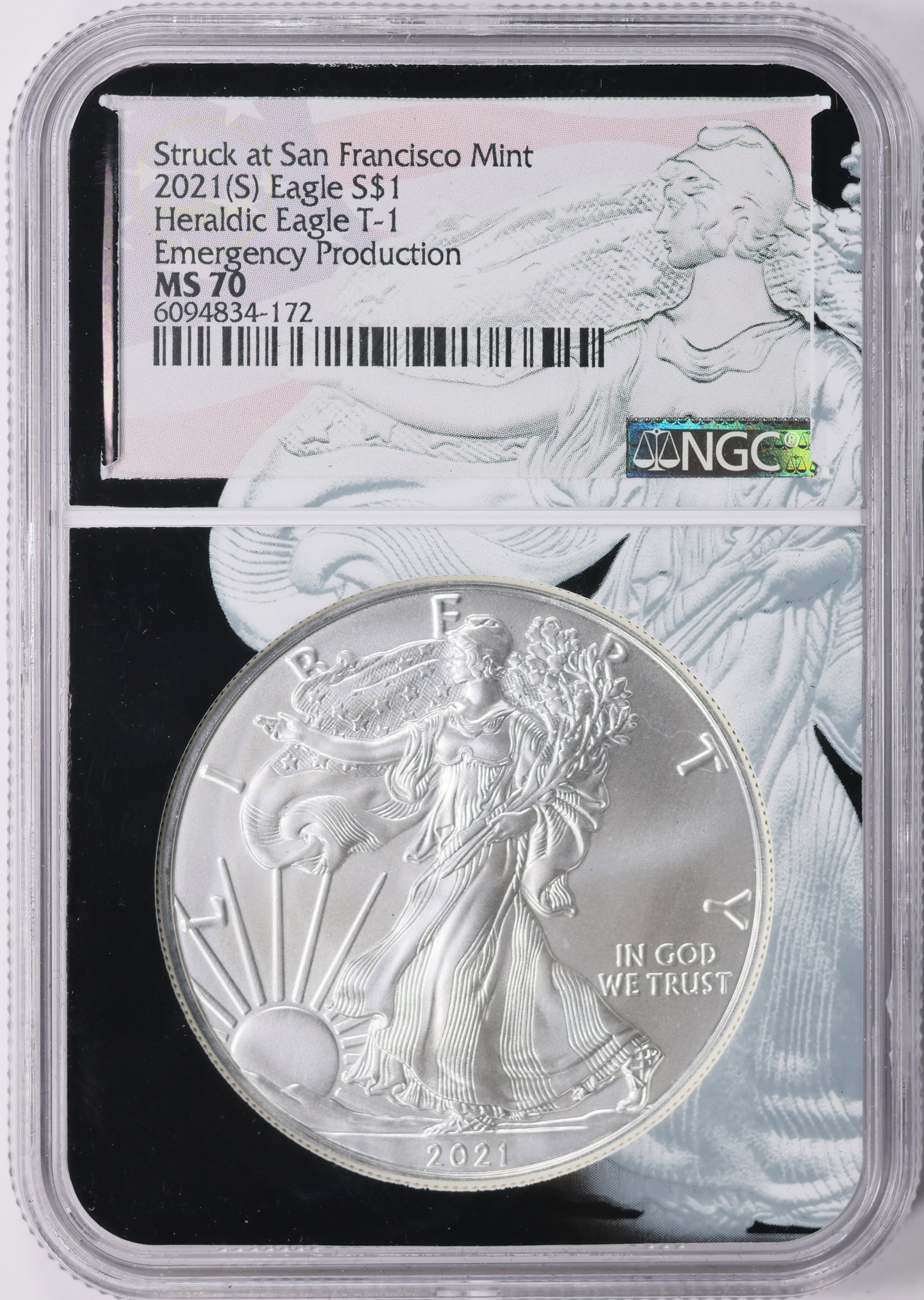 2021-(S) $1 Silver Eagle Type 1 Struck at San Francisco Emergency ...