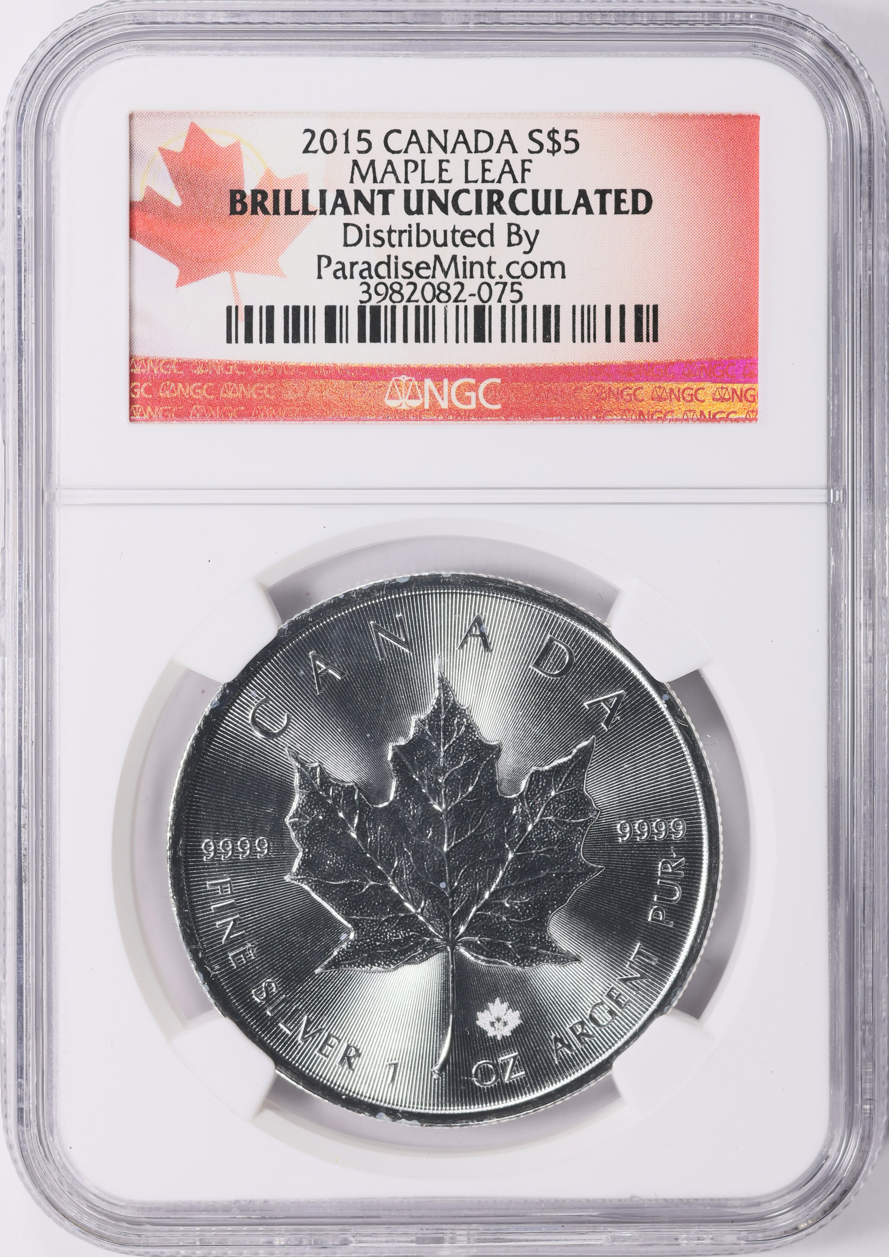 Canada 2015 Silver $5 Maple Leaf KM-1601 NGC Brilliant Uncirculated ...