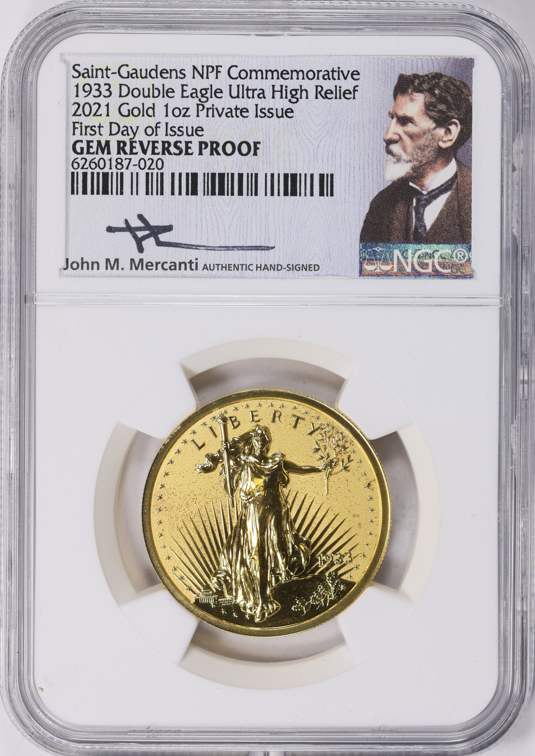 2021 Gold 1 oz. Private Issue 1933 Double Eagle Ultra High Relief Saint ...