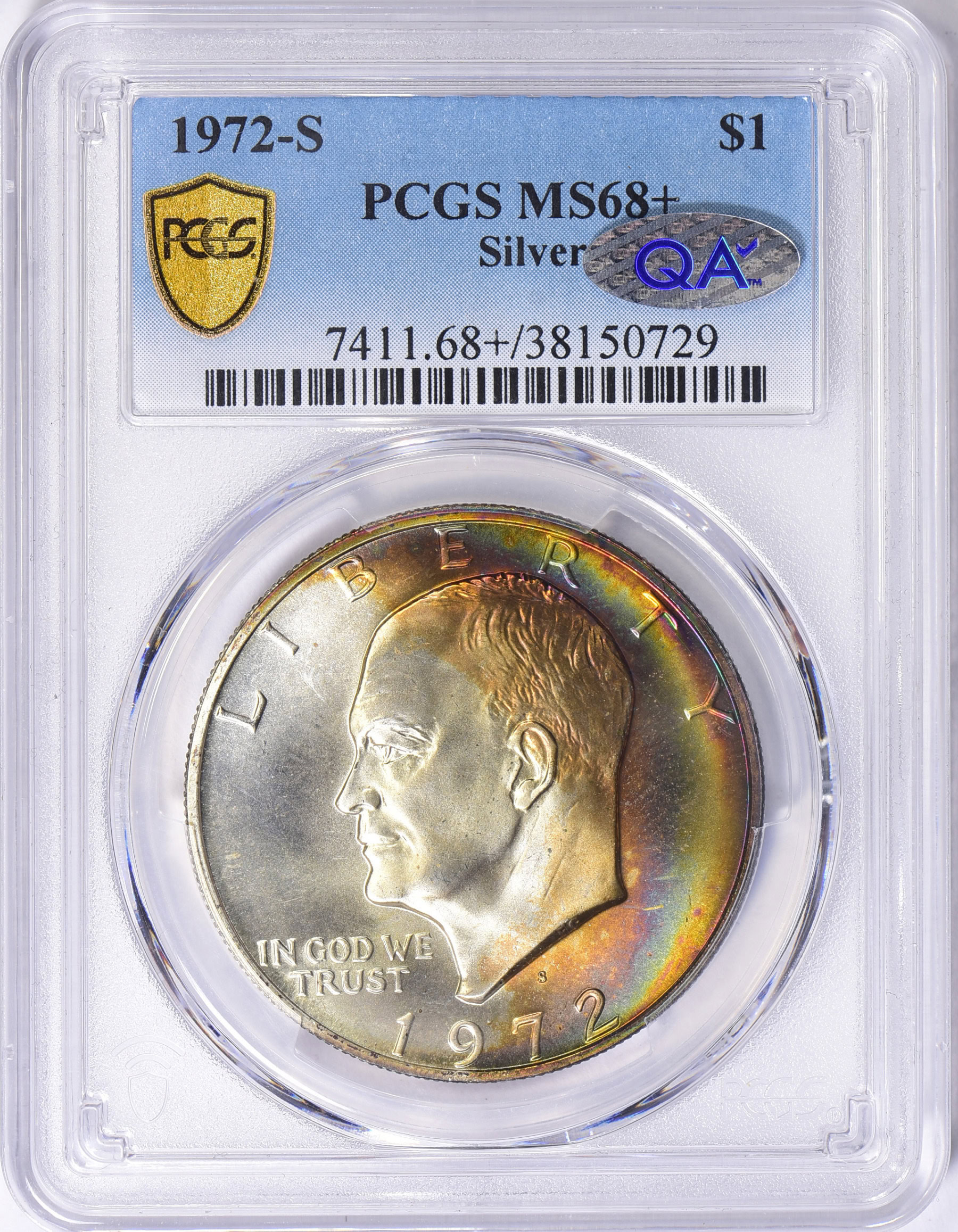 1972-S Eisenhower Dollar Silver PCGS MS-68+ (QA) (Toned) (Item 1844572) | GreatCollections Coin ...