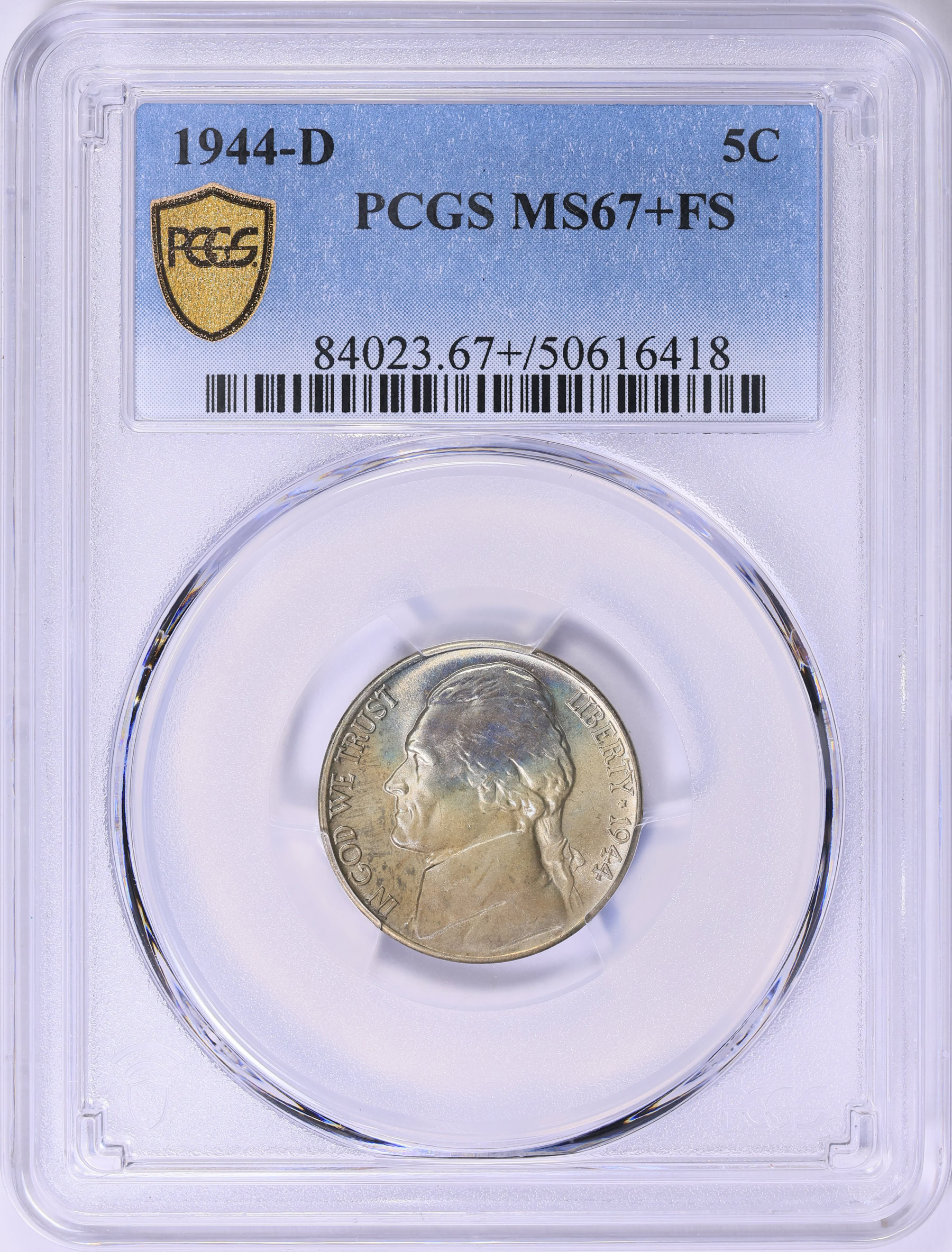 1944-D Jefferson Nickel PCGS MS-67+ FS (Item 1844607) | GreatCollections Coin Auctions