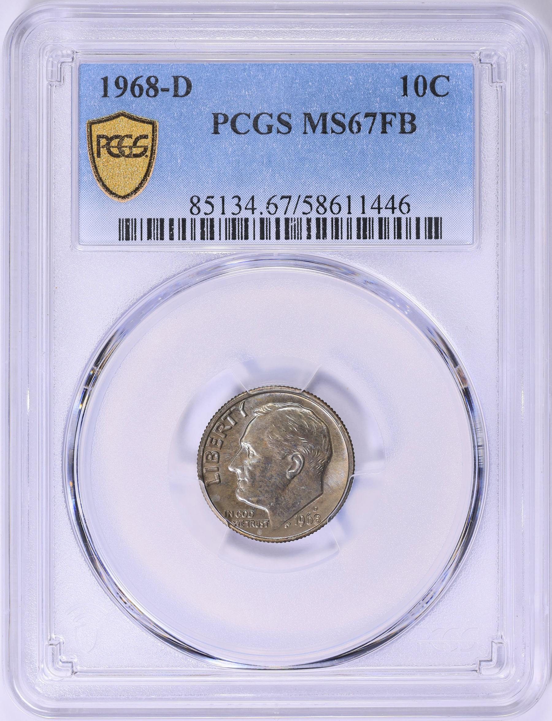 1968-D Roosevelt Dime PCGS MS-67 FB (Item 1844610) | GreatCollections Coin Auctions