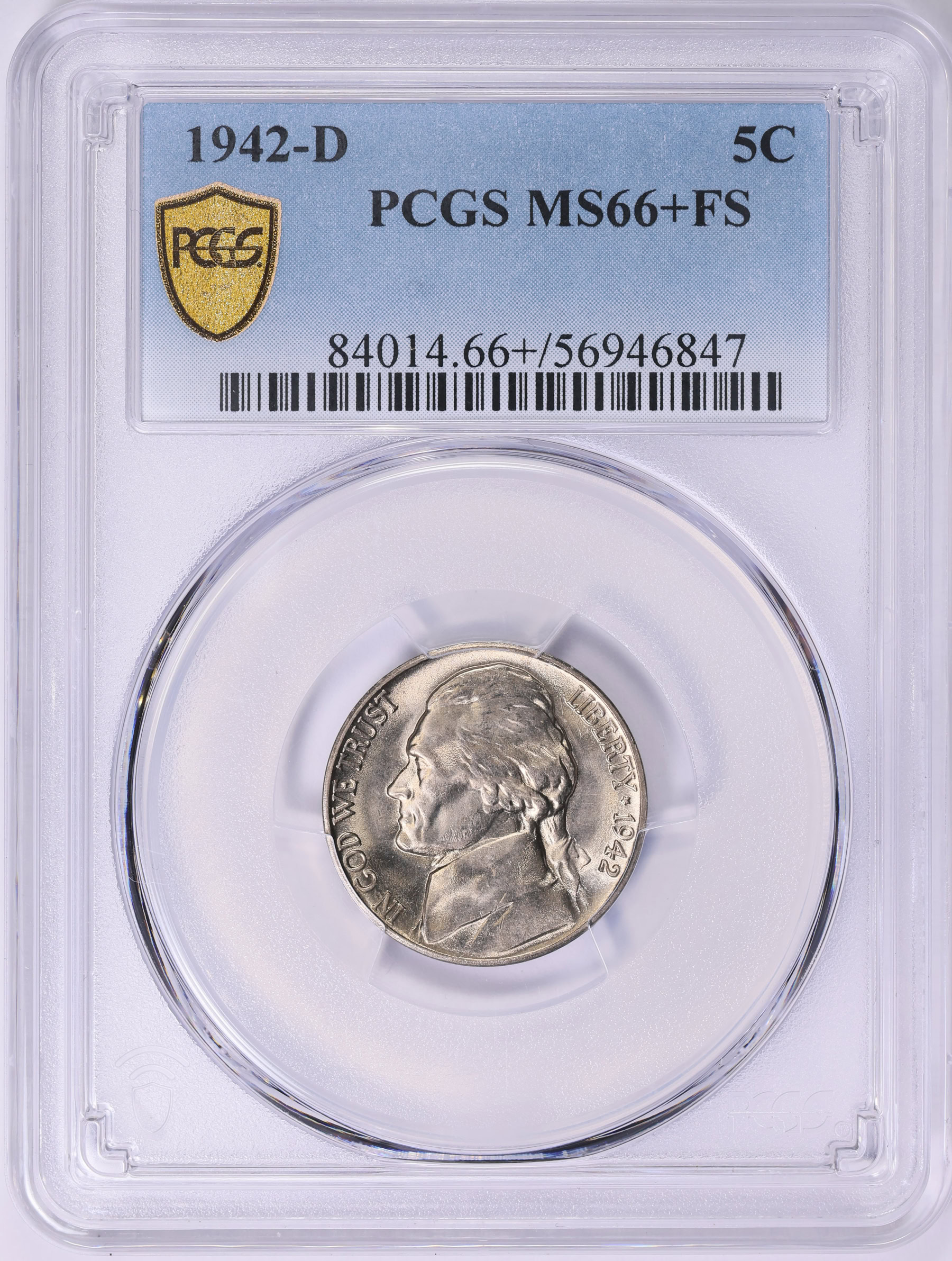 1942-D Jefferson Nickel Type 1 PCGS MS-66+ FS (Item 1844639 ...