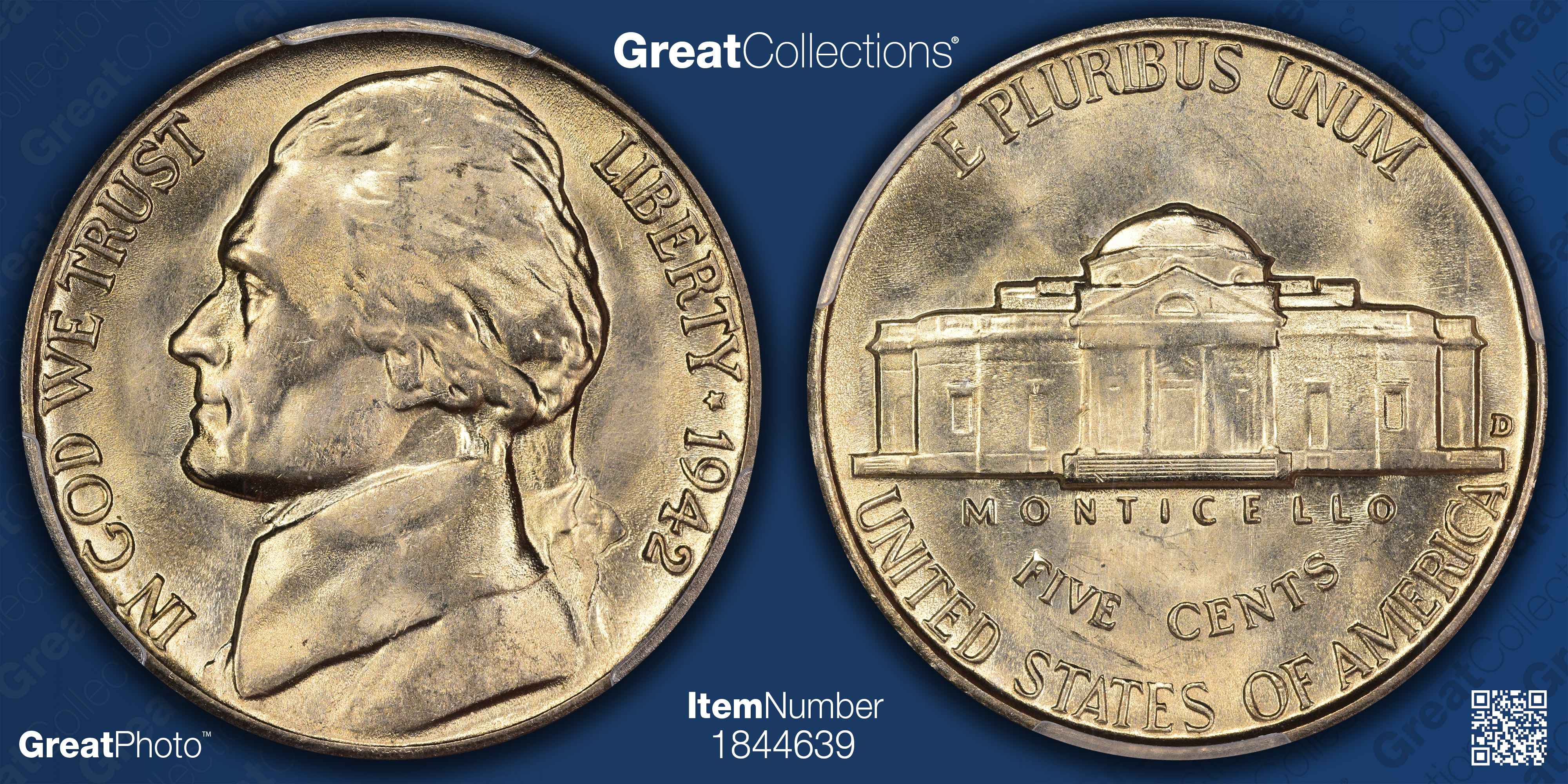 1942-D Jefferson Nickel Type 1 PCGS MS-66+ FS (Item 1844639 ...