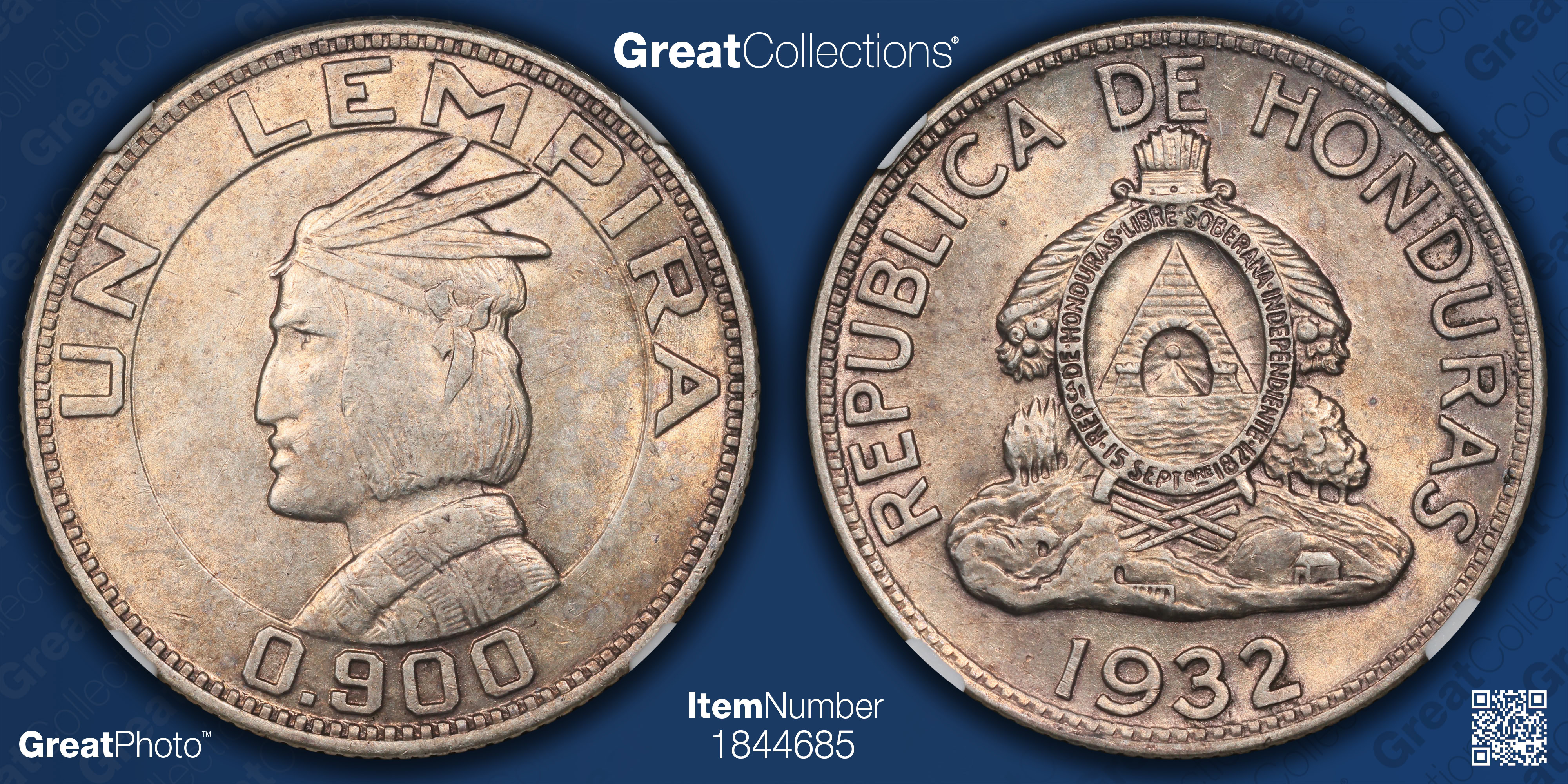 Honduras 1932 Silver Lempira KM-75 NGC AU-58 (Item 1844685 ...