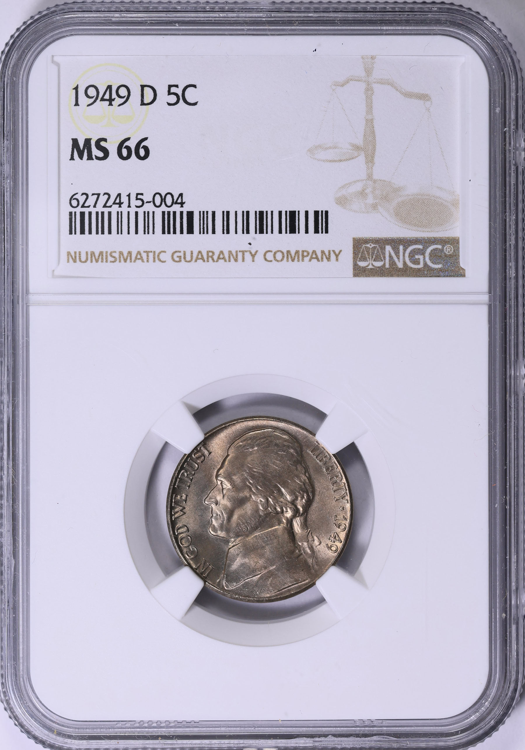 1949-D Jefferson Nickel NGC MS-66 (Item 1844739) | GreatCollections ...