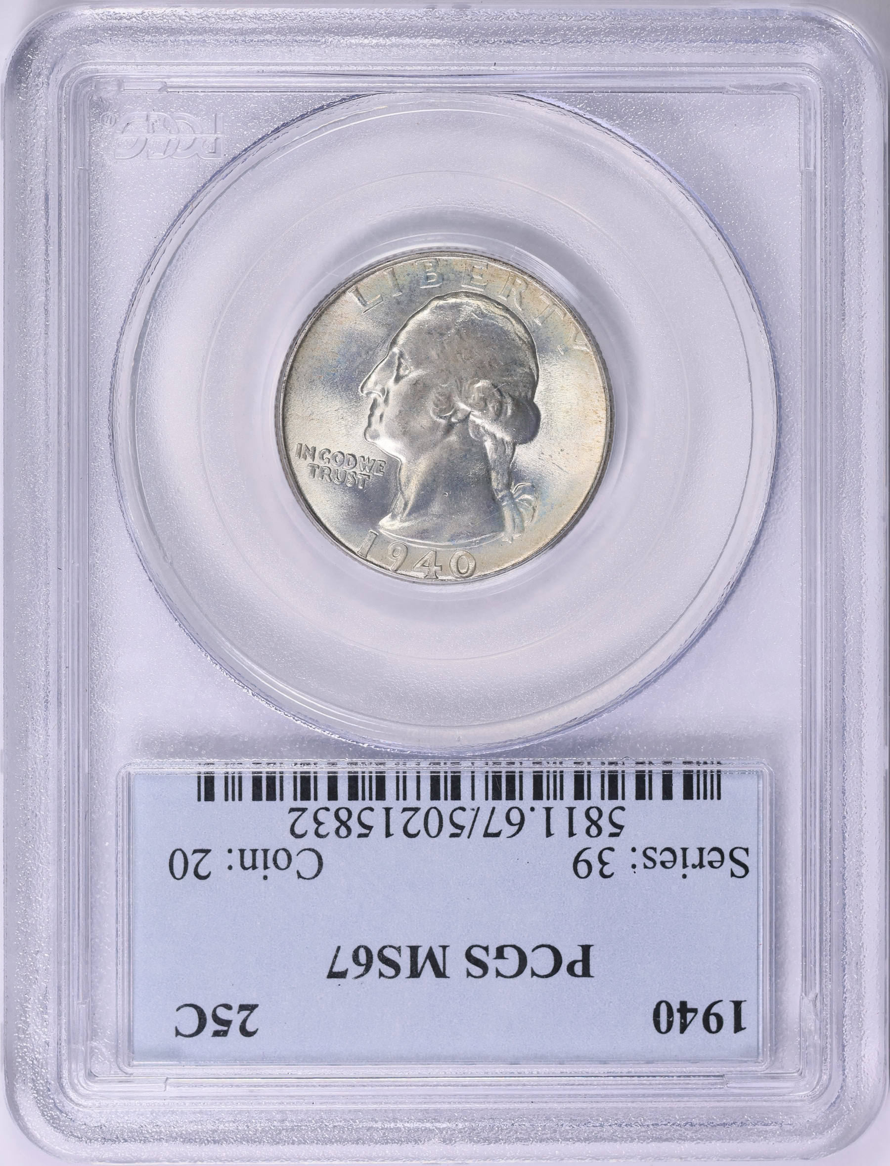 1940 Washington Quarter PCGS MS-67 (Item 1844761) | GreatCollections Coin Auctions