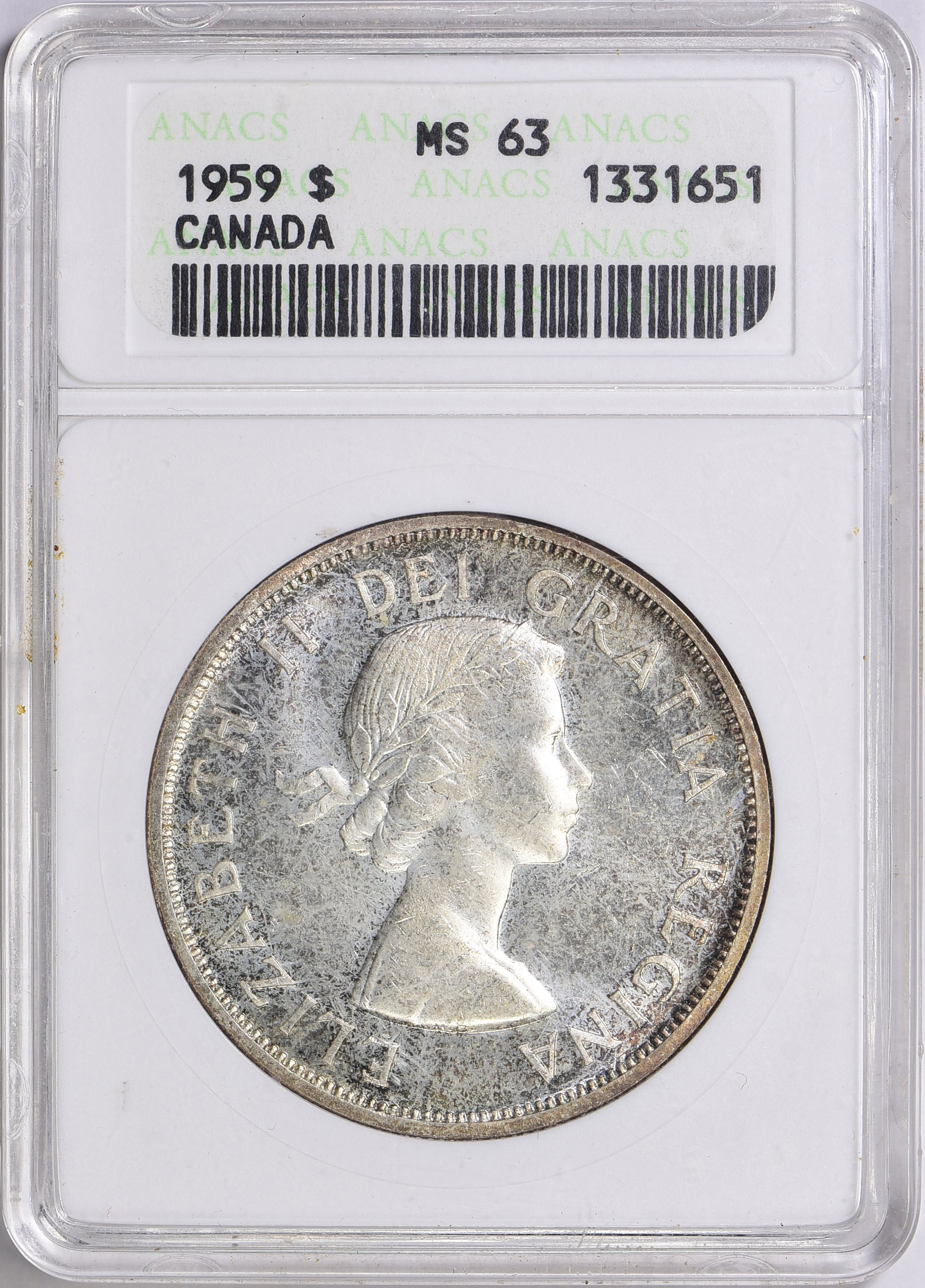 Canada 1959 Silver Dollar KM-54 ANACS MS-63 OH (Item 1844840 ...