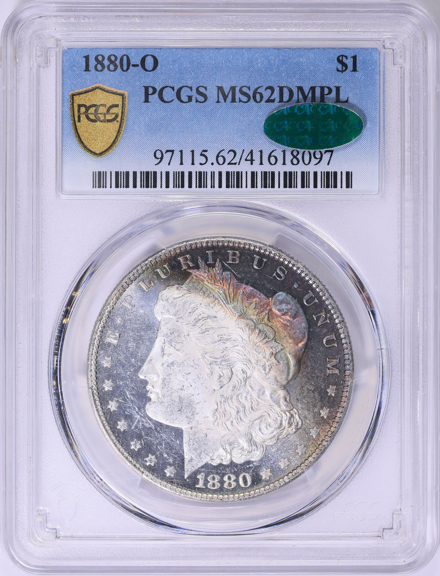 1880-O Morgan Silver Dollar PCGS MS-62 DMPL (CAC Green) (Toned) (Item 1844845 ...