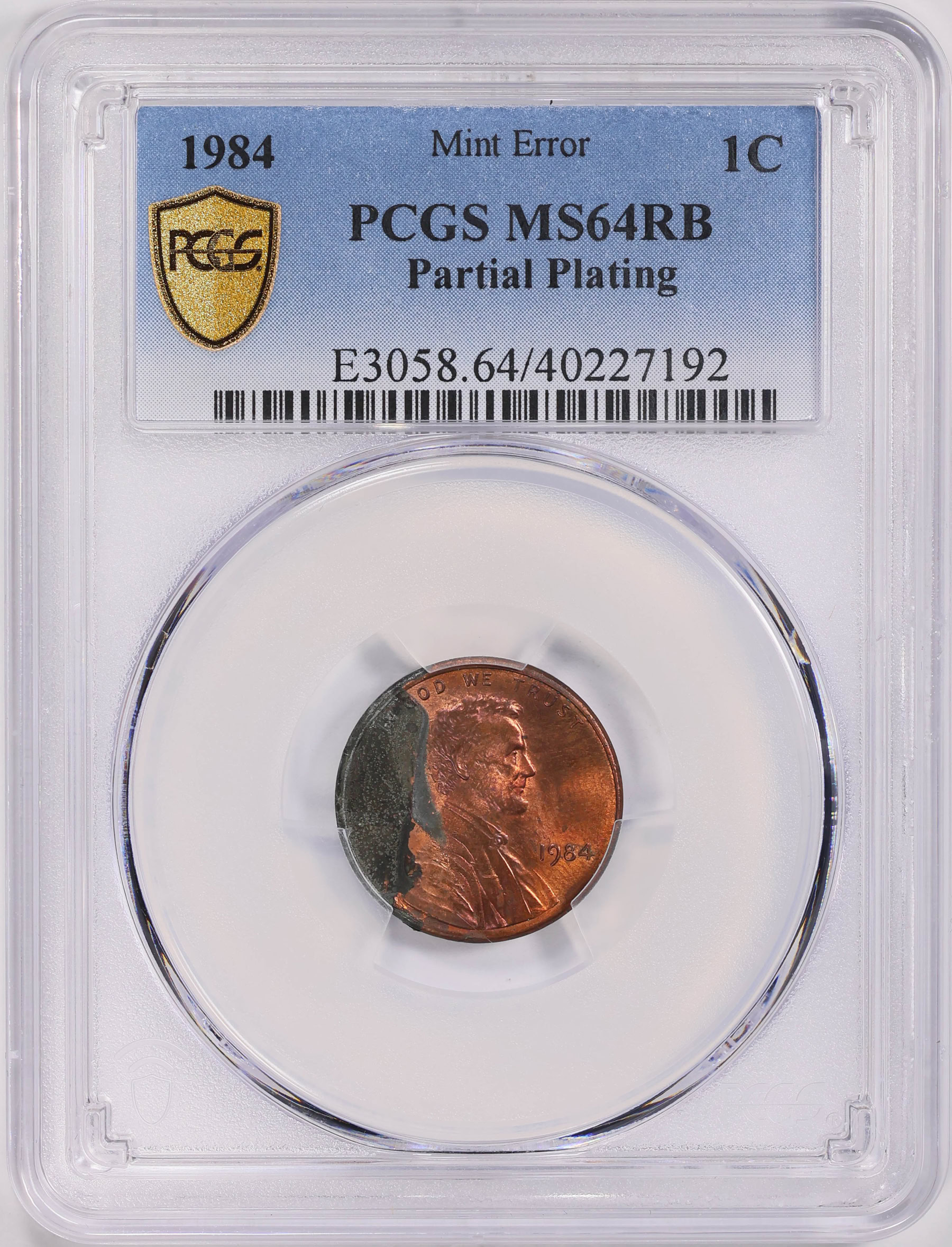 Mint Error 1984 Lincoln Cent Partial Plating PCGS MS-64 RB | PCGS Cert ...