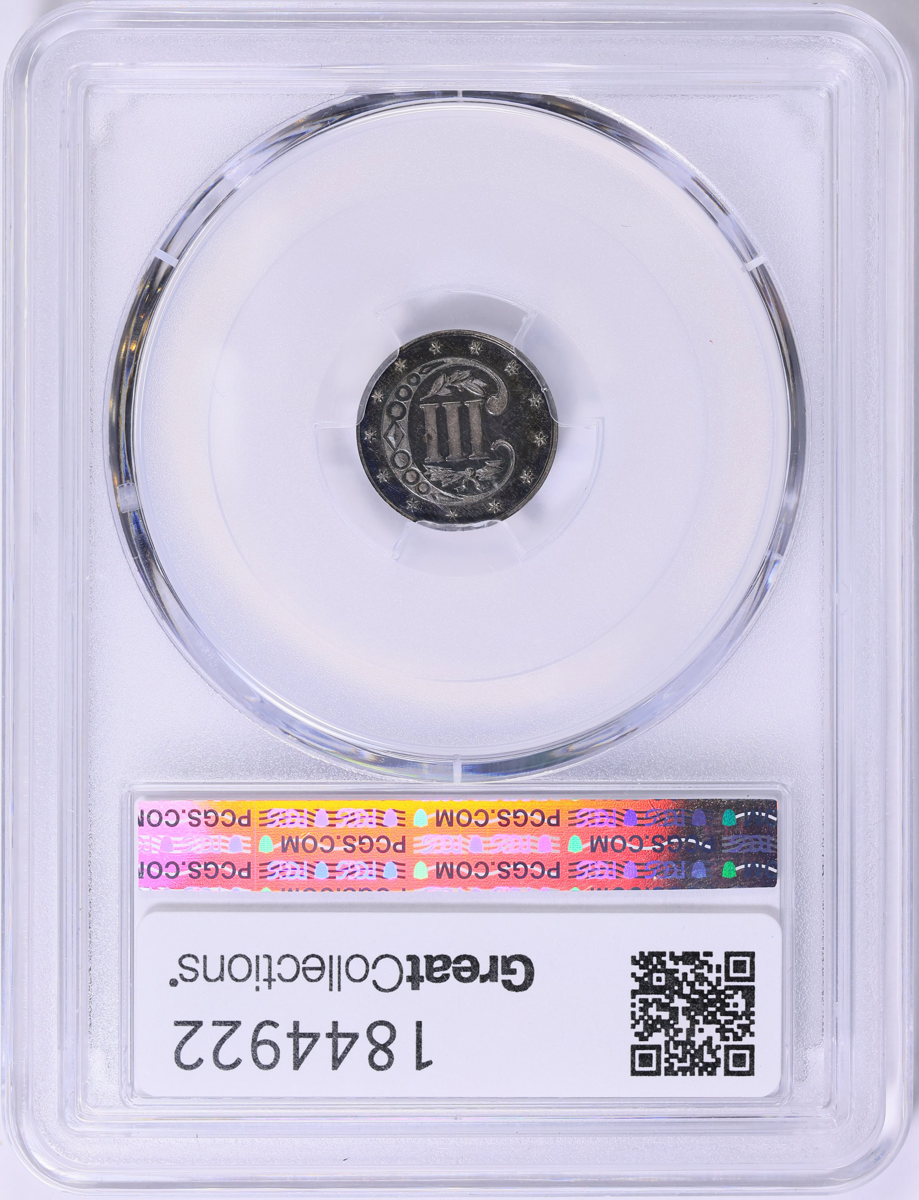 1866 Silver Three-Cent Piece PCGS Proof-64 CAMEO (CAC Green) (Toned ...