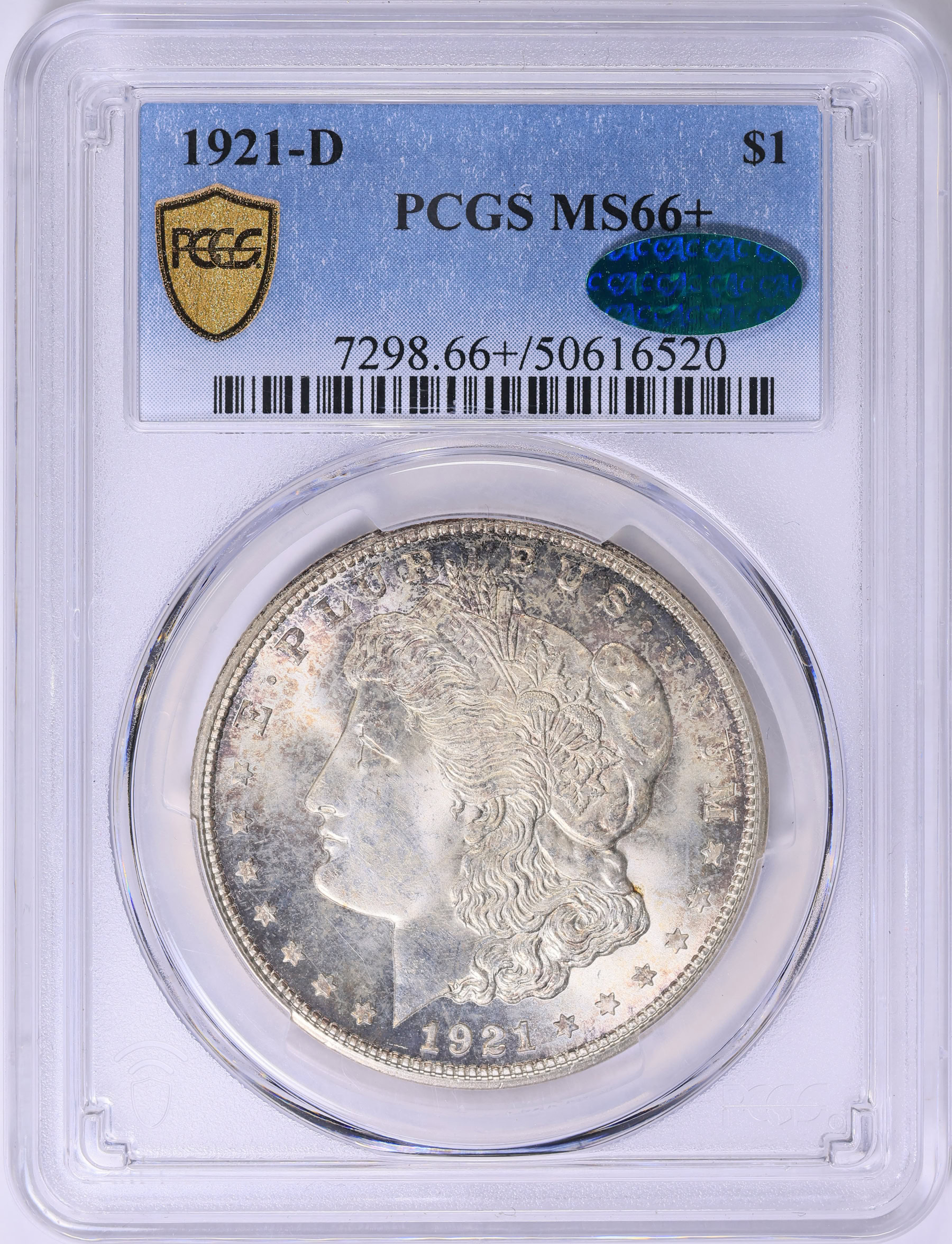1921-D Morgan Silver Dollar PCGS MS-66+ (CAC Green) (Toned) (Item 1844926) | GreatCollections ...