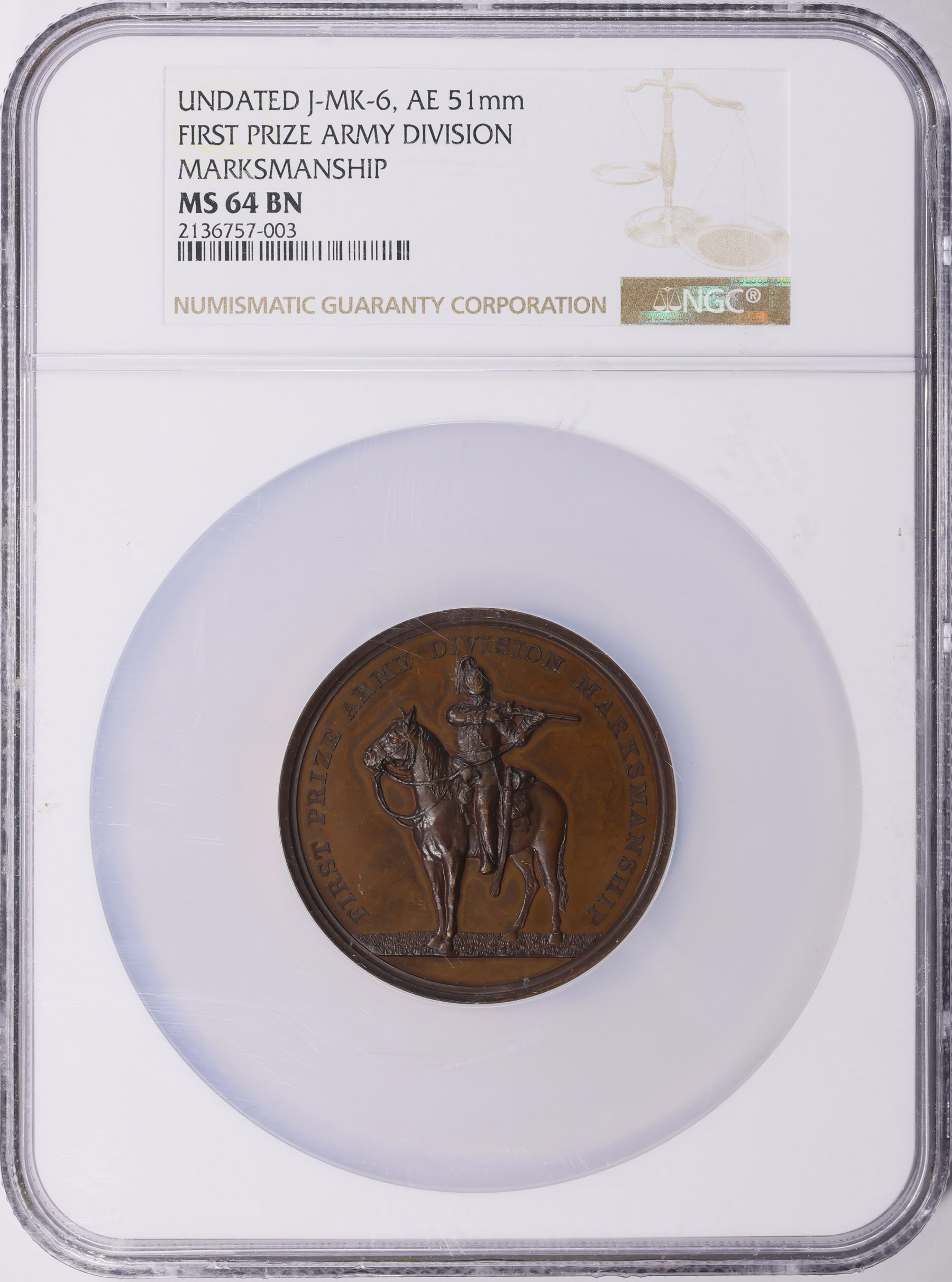 ND Bronze 51mm First Prize Army Division Marksmanship Medal J-MK-6 NGC ...