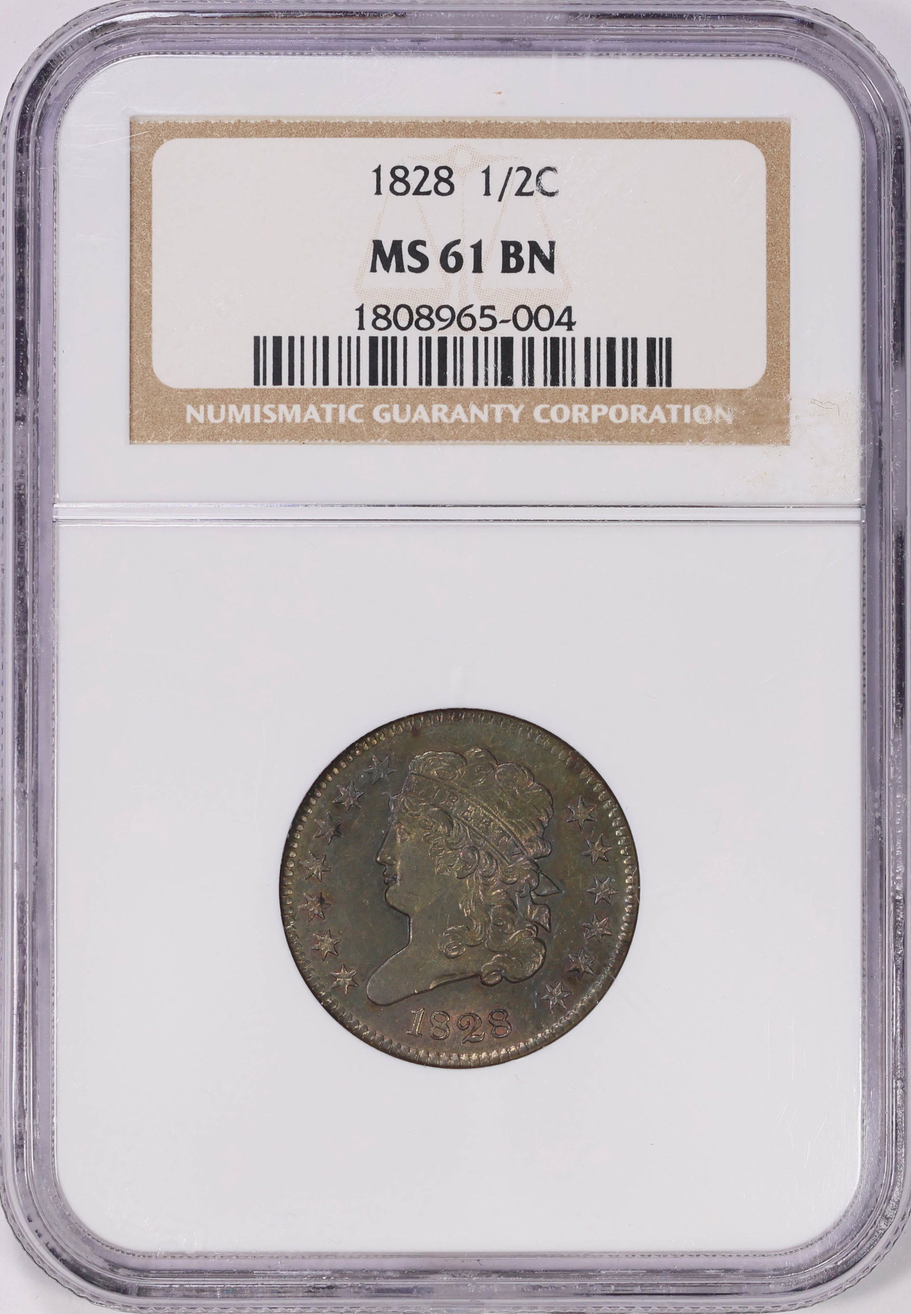 1828 Classic Half Cent NGC MS-61 BN (Toned) (Item 1844979) | GreatCollections Coin Auctions