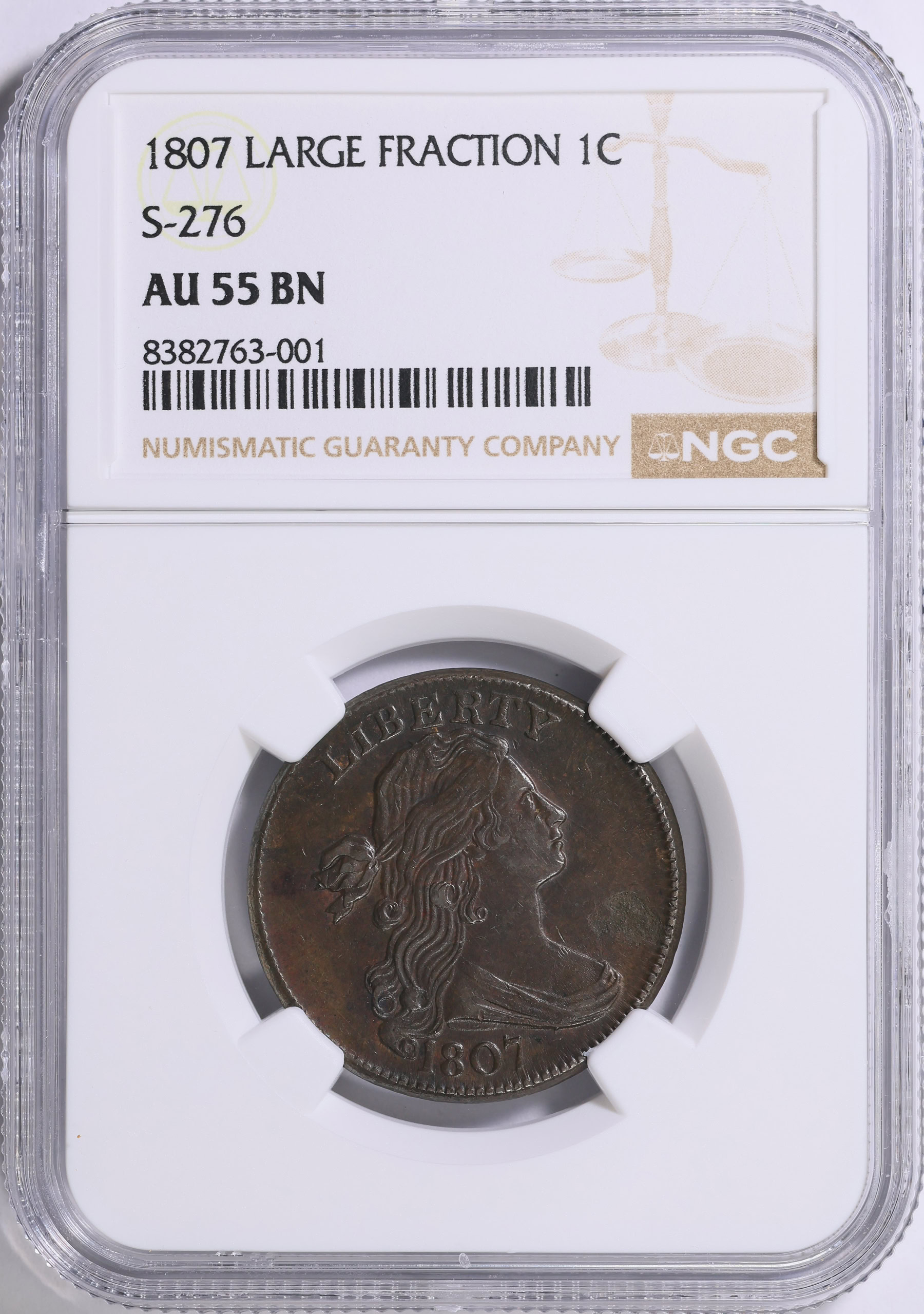 1807 Draped Bust Cent Large Fraction Sheldon 276 NGC AU-55 BN (Item ...