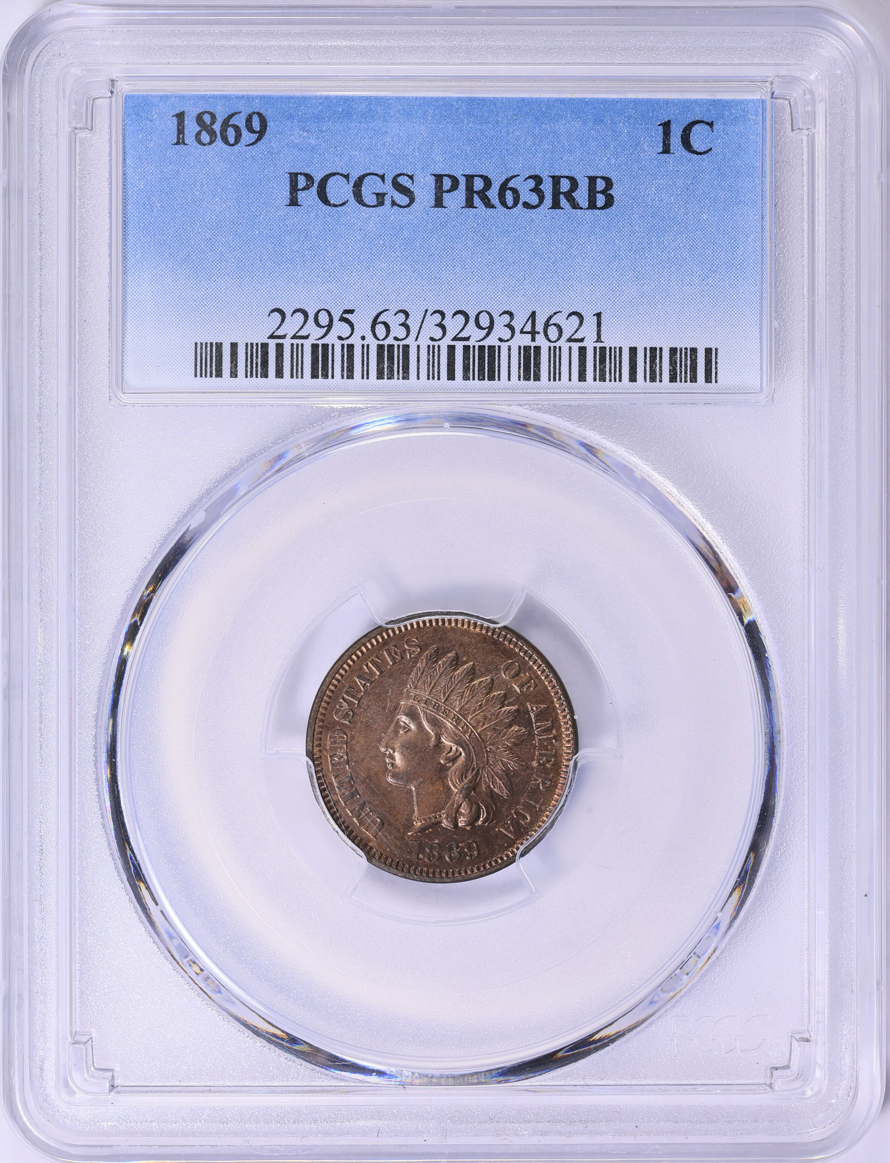1869 Indian Cent PCGS Proof-63 RB (Item 1845082) | GreatCollections Coin Auctions
